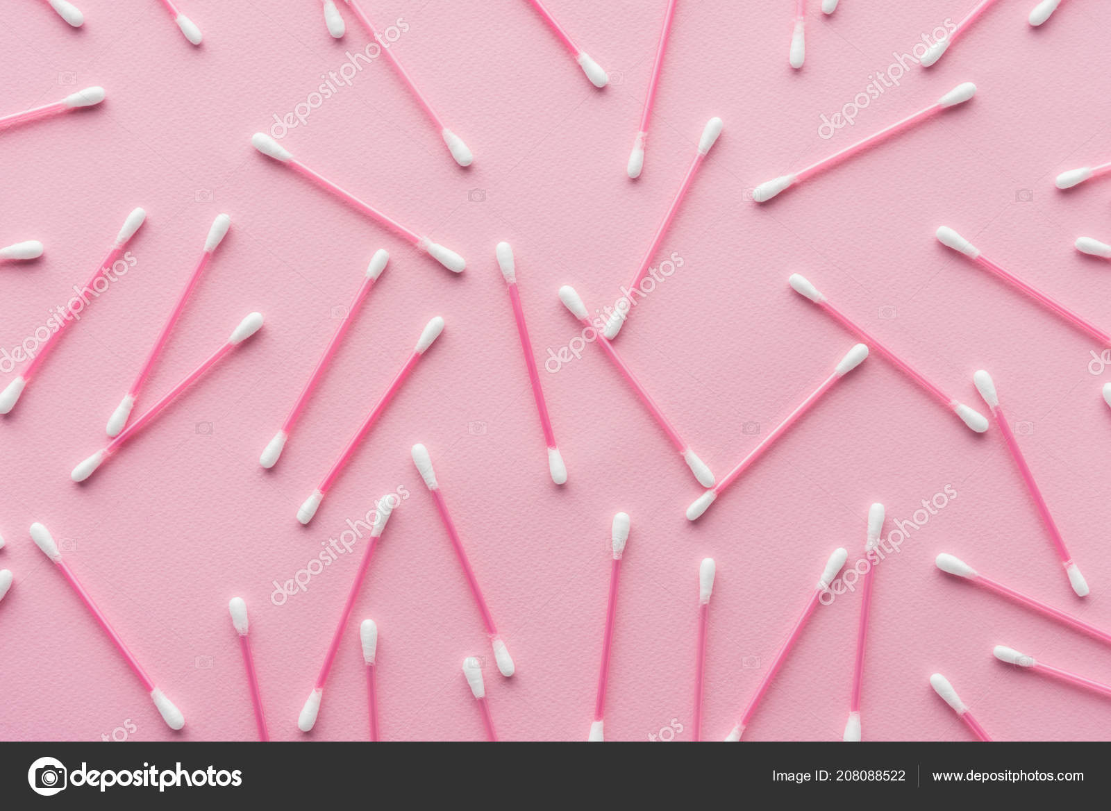 Top View Scattered Cotton Swabs Isolated Pink Beauty Concept Stock ...