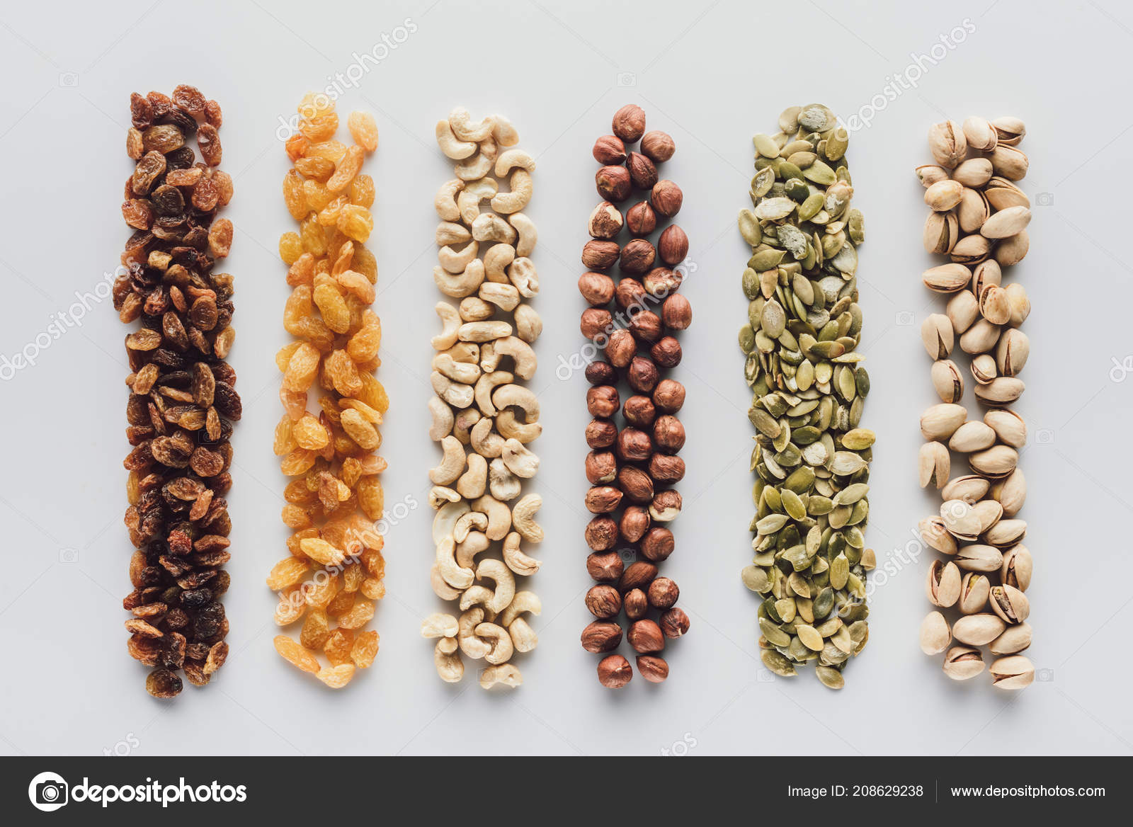 Assorted Delicious Nuts Raisins Isolated White Background Stock Photo ...