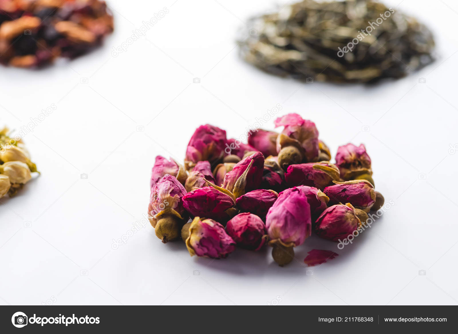 Collection Dried Herbal Natural Tea White Surface — Stock Photo ...