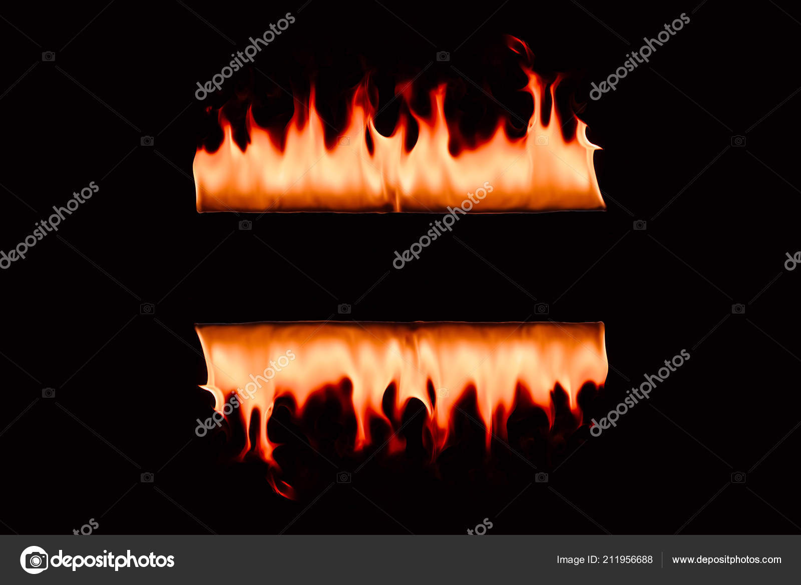 Close View Burning Flame Lines Black Backdrop — Free Stock Photo ...