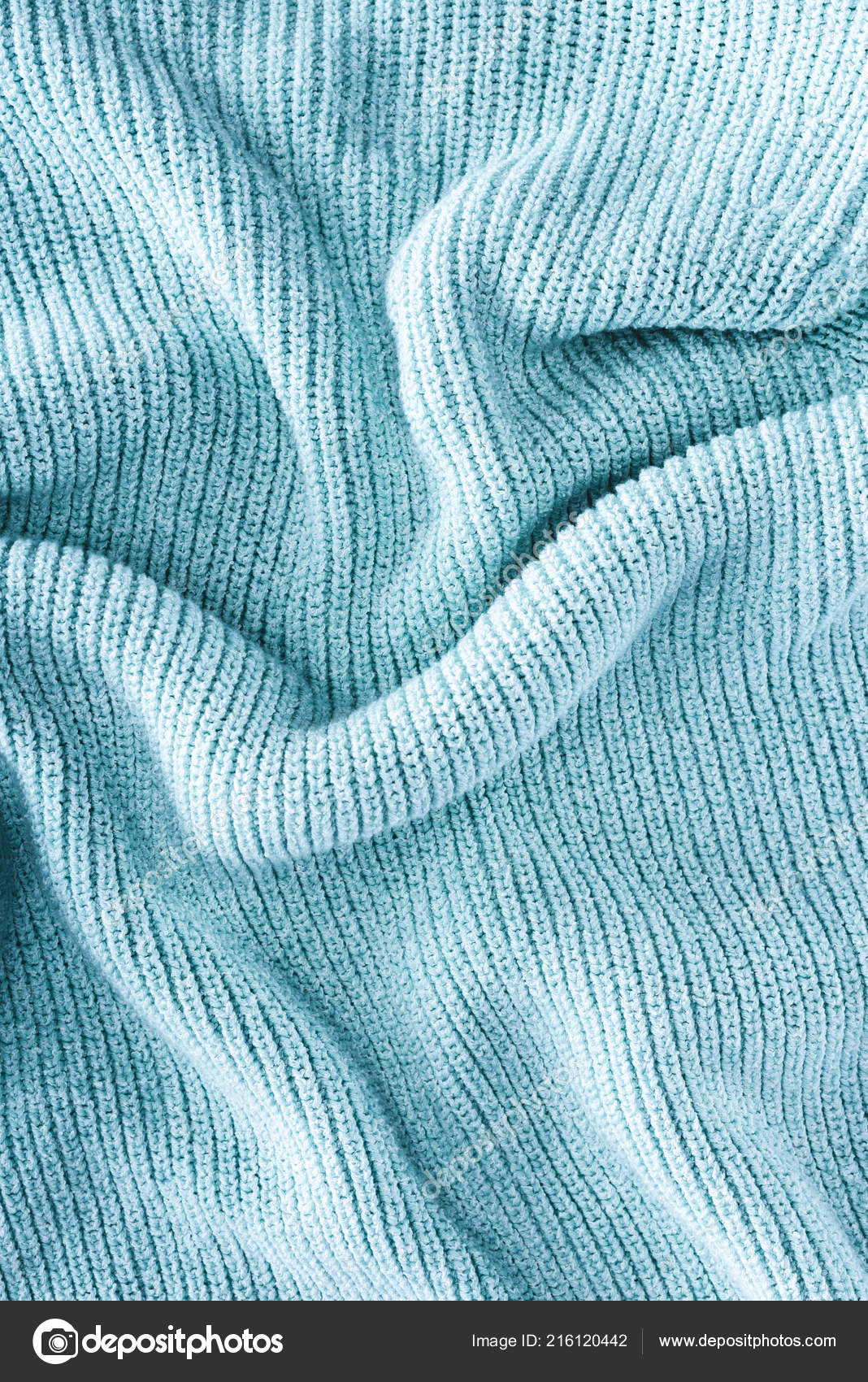 Close View Folded Blue Woolen Cloth Background Stock Photo by ...
