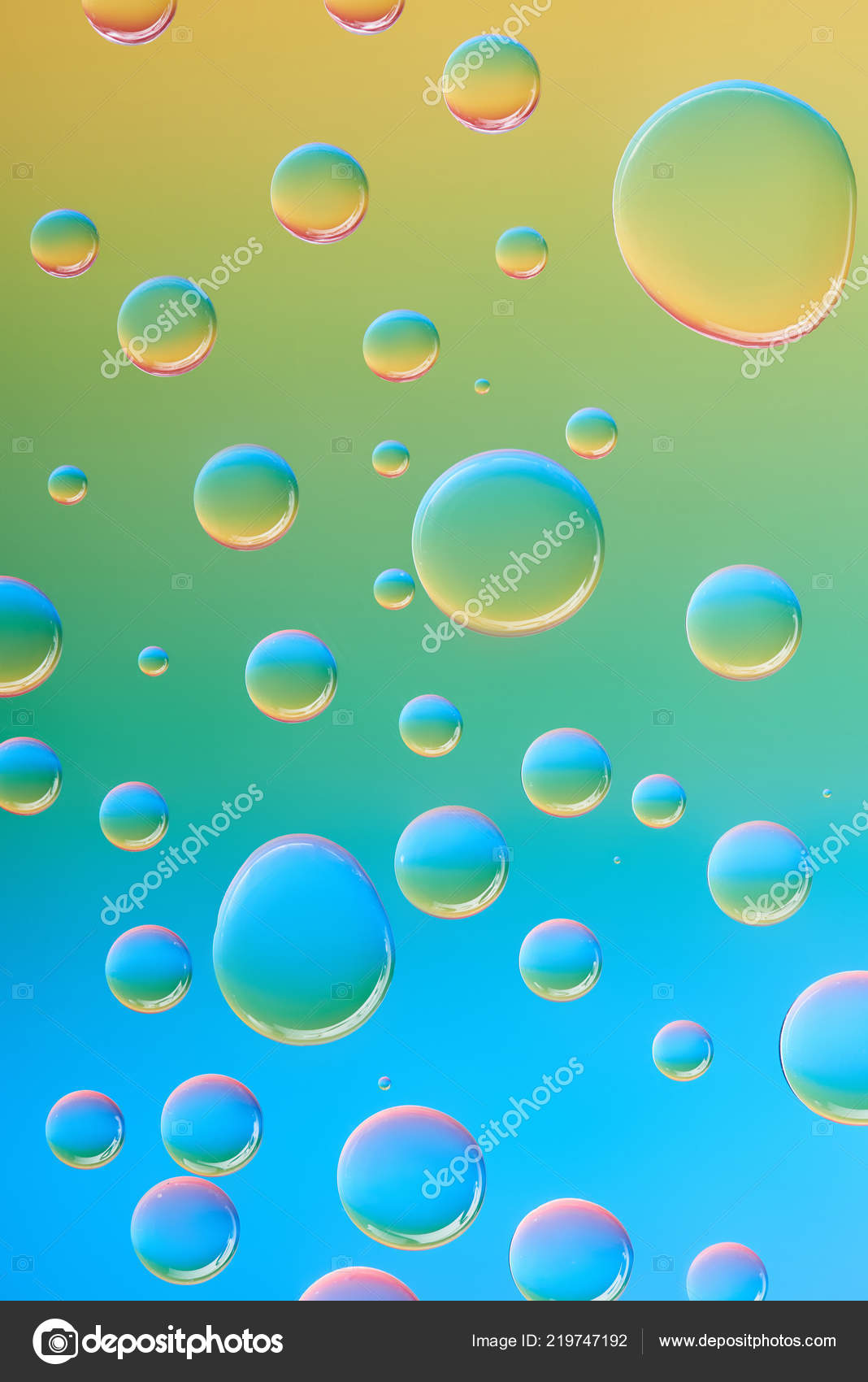 Close View Beautiful Calm Transparent Water Drops Colorful Abstract ...