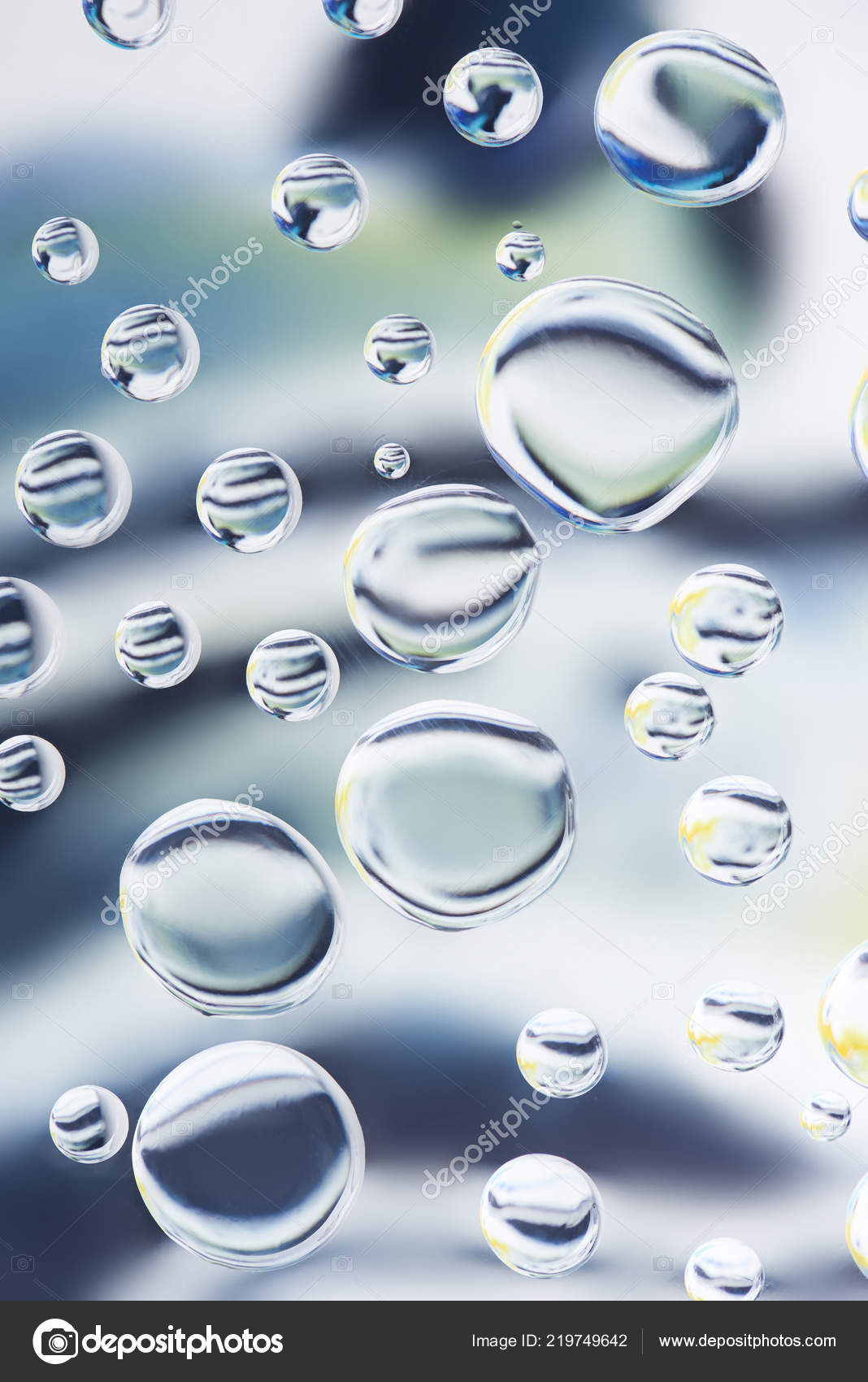 Close View Beautiful Transparent Water Drops Light Blurred Background ...