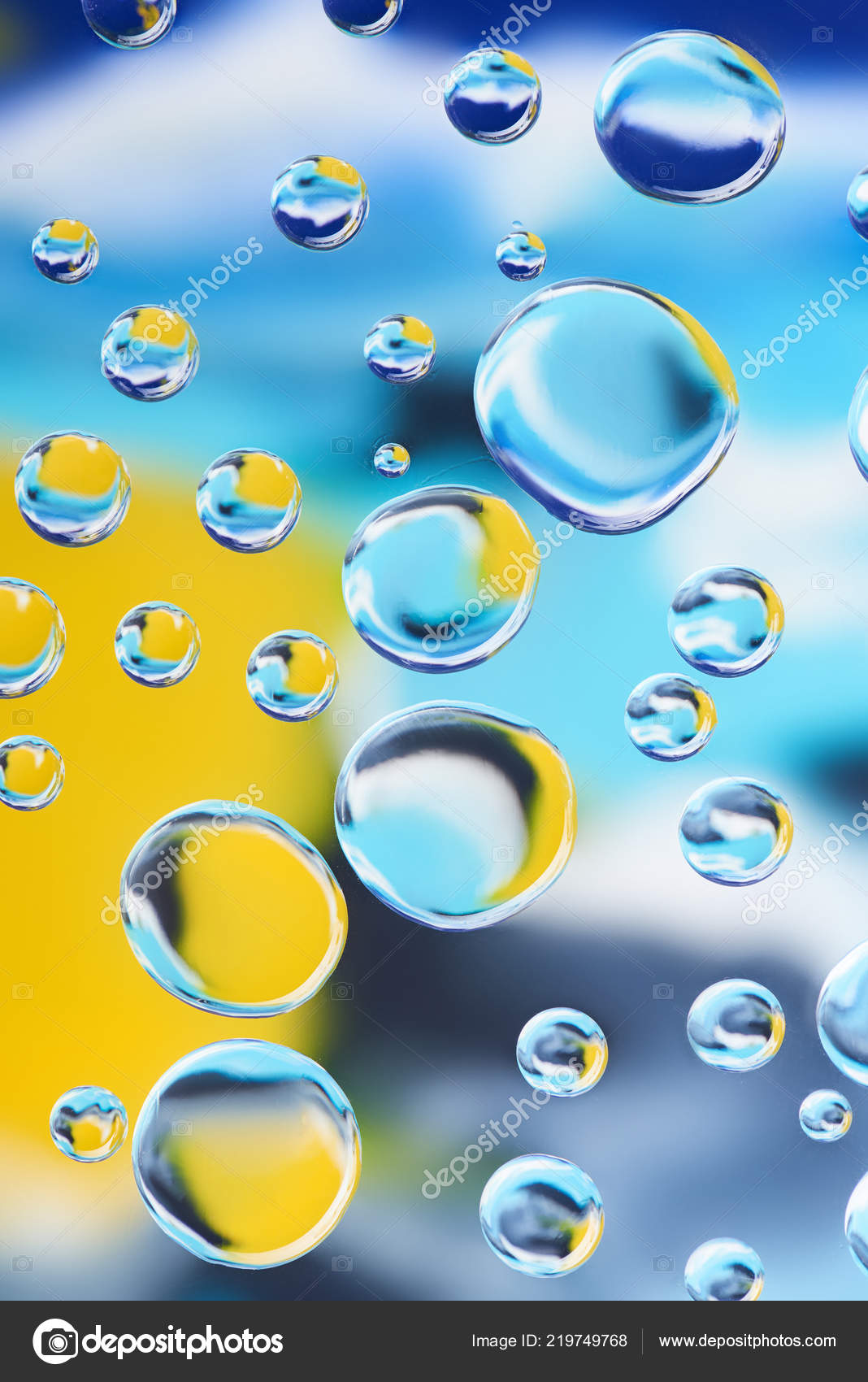 Close View Beautiful Clean Water Drops Blurred Colorful Abstract ...