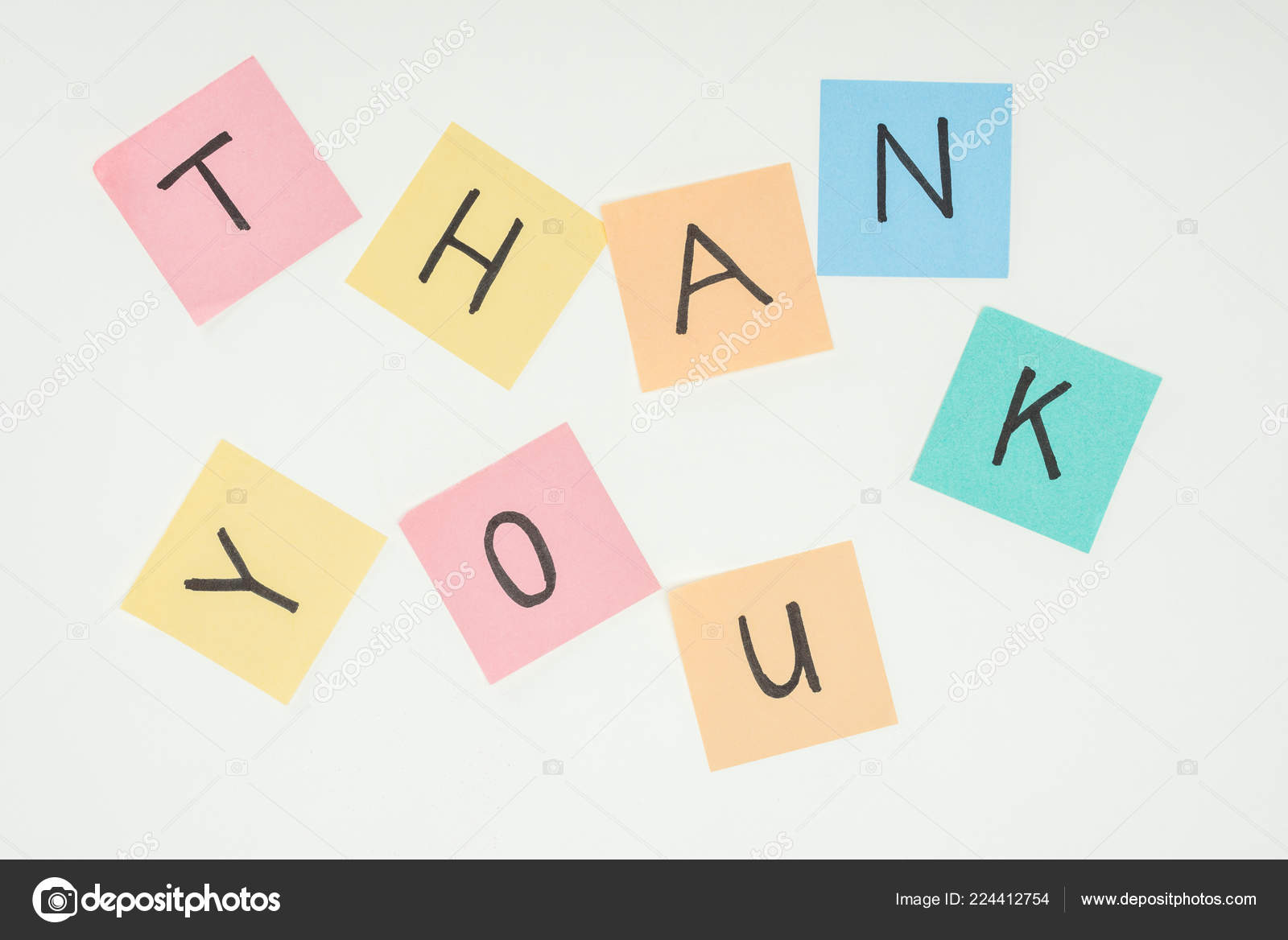 Colorful Sticky Notes Spelling Thank You Lace Clothespins Isolated ...