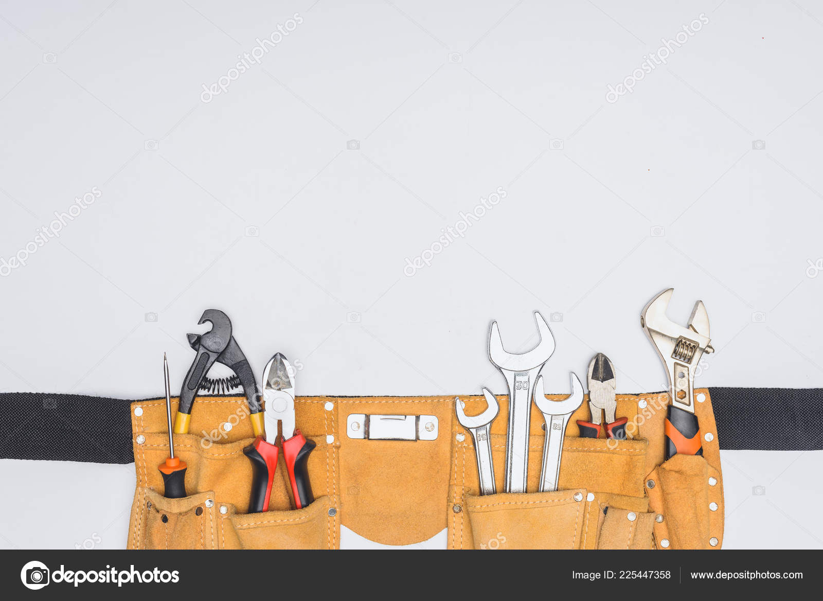 Top View Tool Kit Belt Repairman Instruments Isolated White — Stock ...