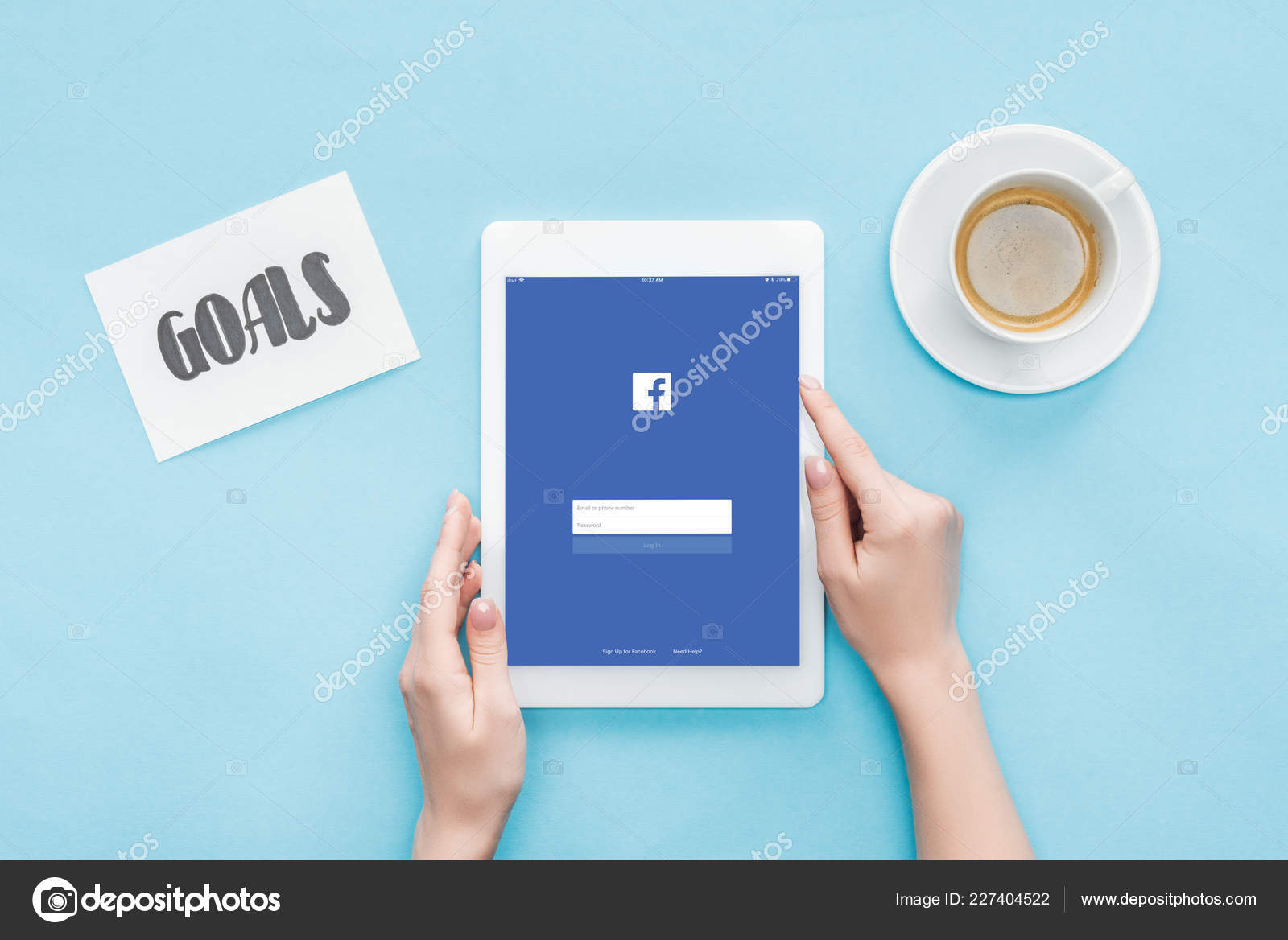 Cropped View Female Using Digital Tablet Facebook App Screen Goals ...