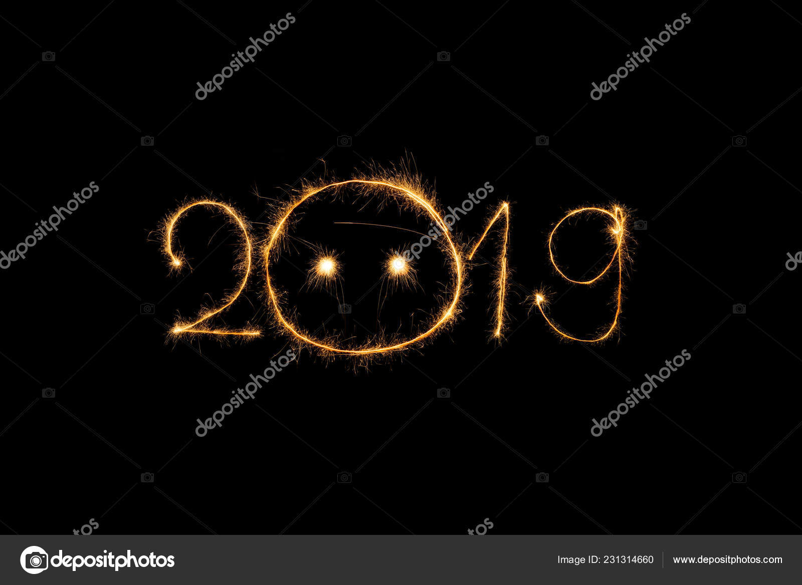 2019 Light Sing Black Background Stock Photo by ©VadimVasenin 231314660
