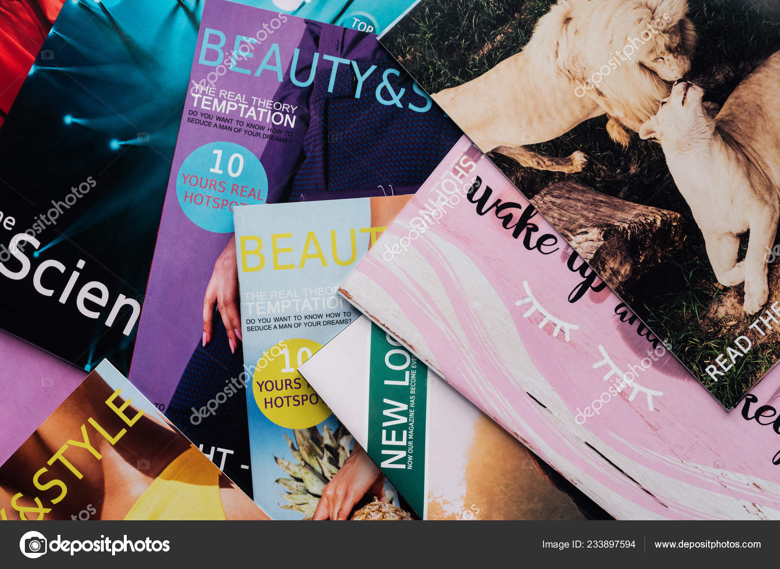 Top View Pile Different Tabloid Magazines Surface — Stock Photo ...