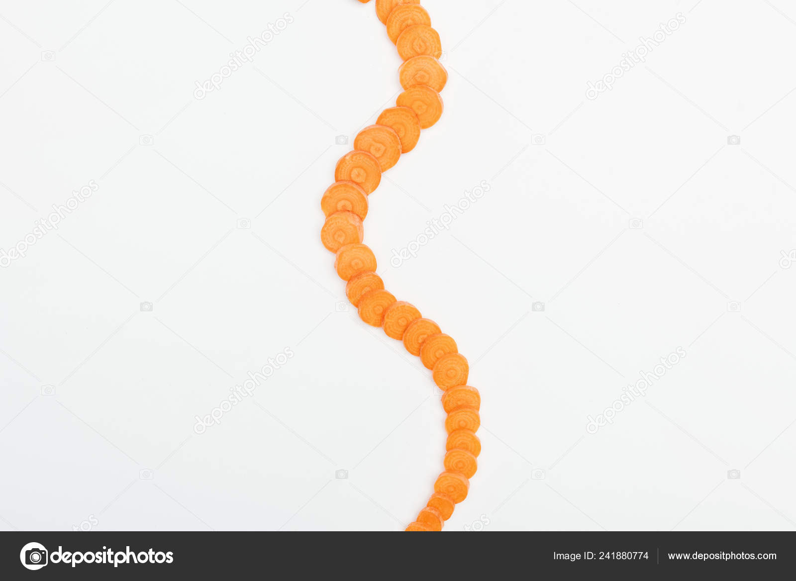 Top View Ripe Raw Carrot Slices Arranged Vertical Curved Line Stock ...