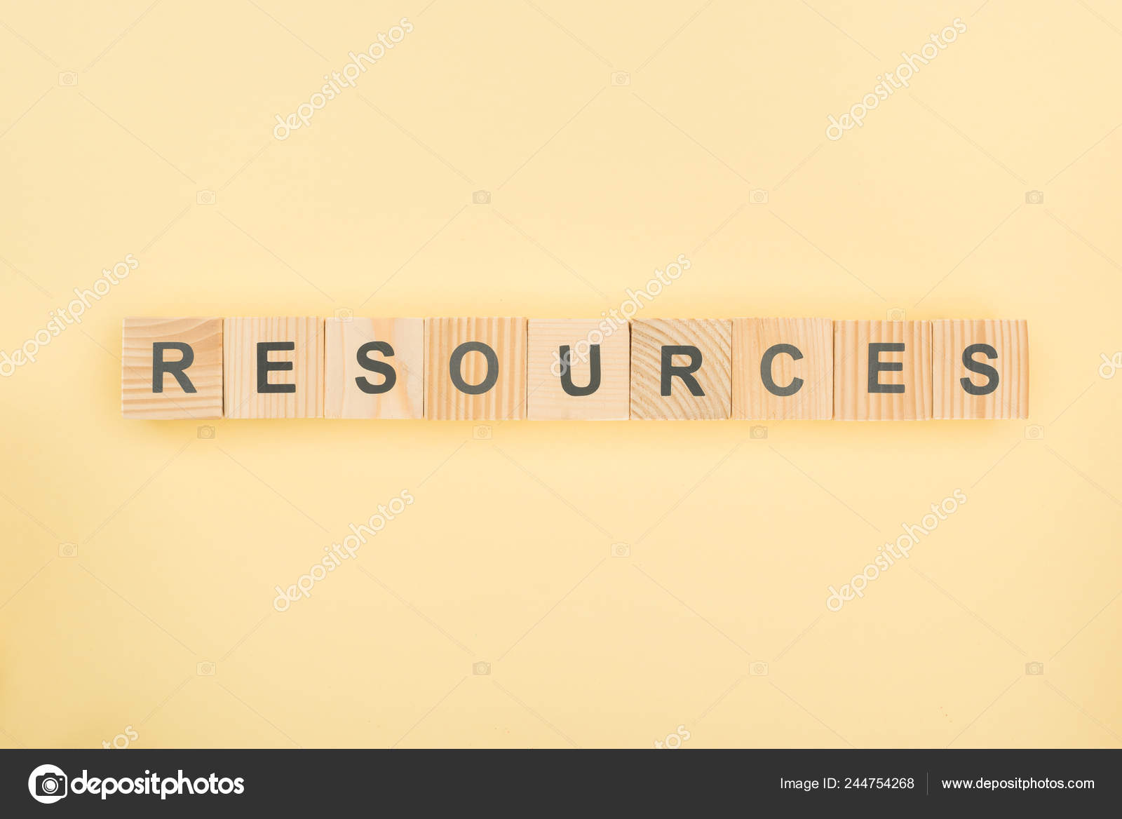 Top View Resources Lettering Made Wooden Cubes Yellow Background ...