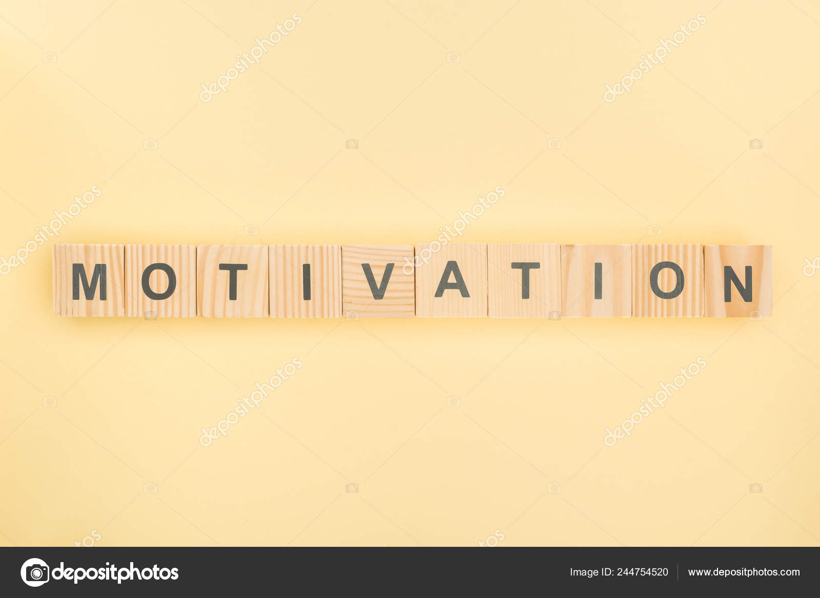 Top View Motivation Lettering Made Wooden Cubes Yellow Background ...
