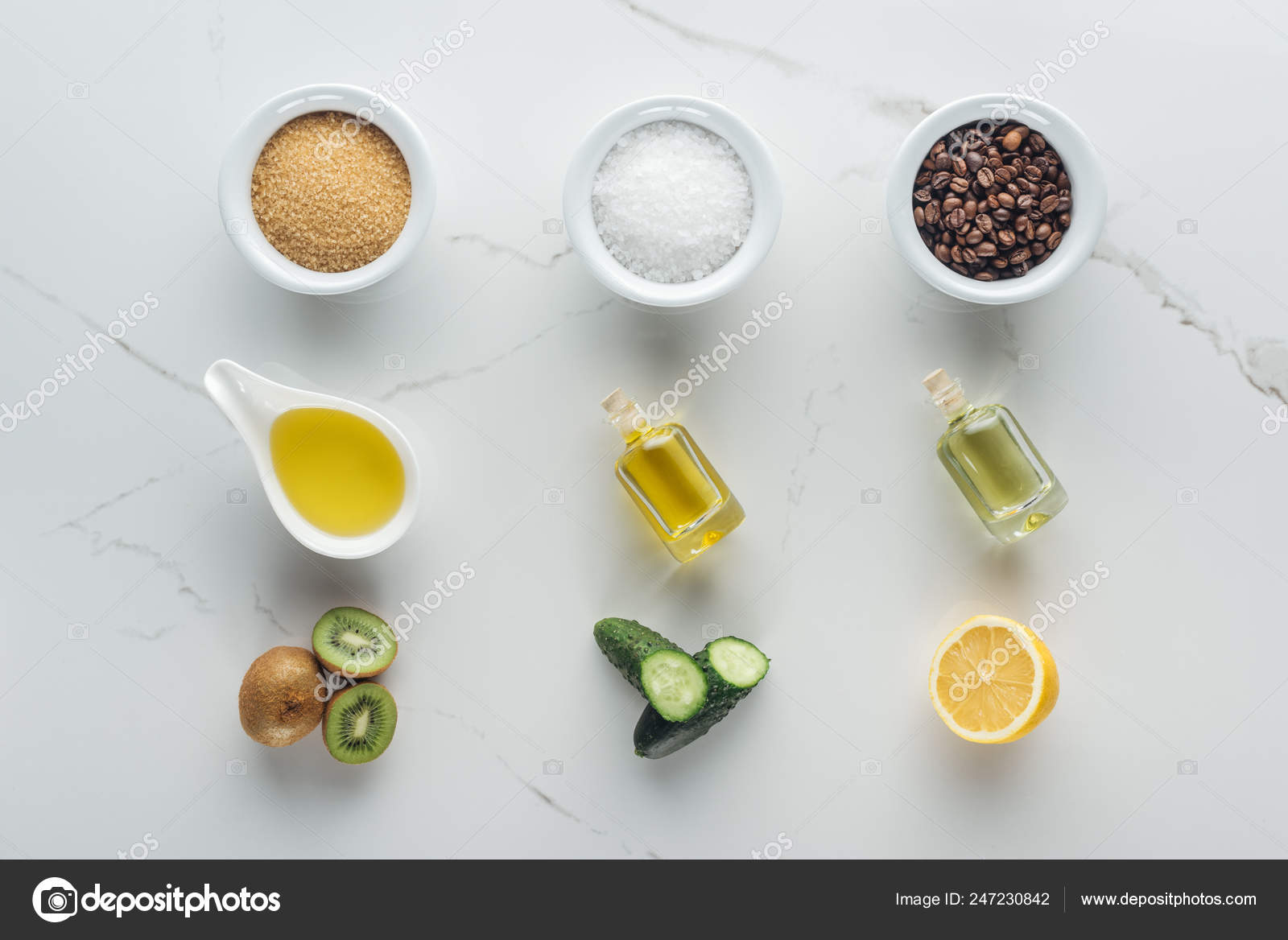 Top View Different Components Homemade Cosmetics White Surface — Stock ...