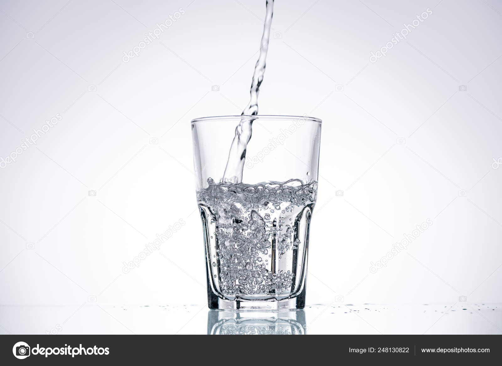 Background Water Pouring Glass White Backlit — Stock Photo ...