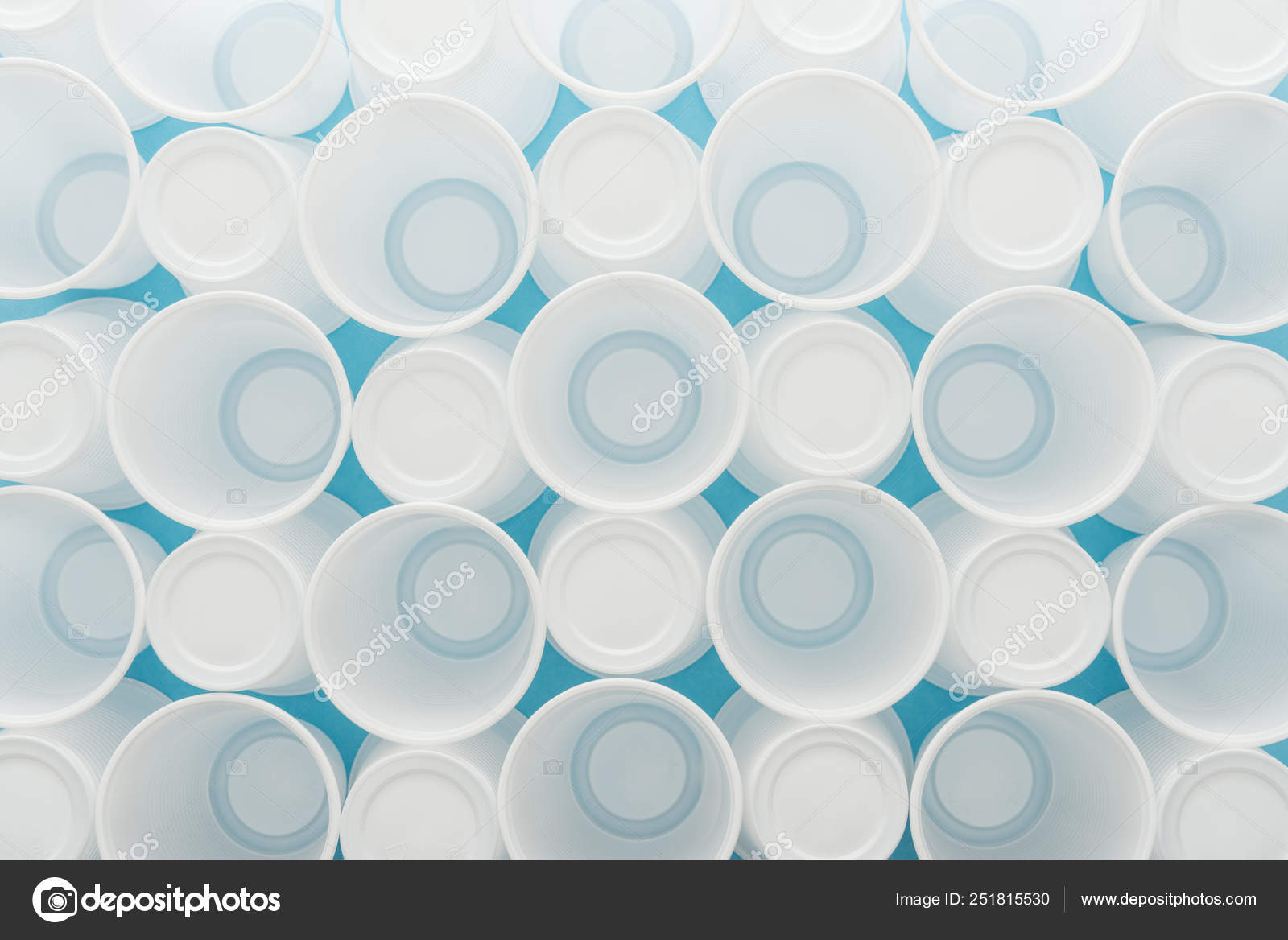 Top View White Plastic Cups Blue Background Stock Photo by ...