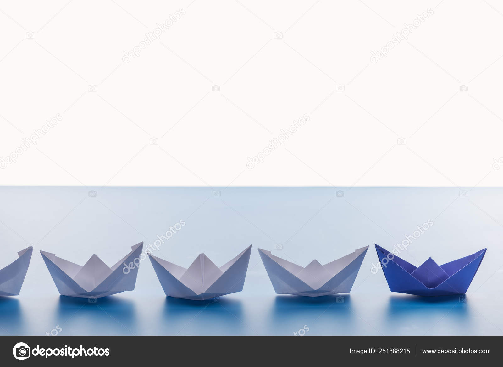 Paper Boats Light Blue Surface White Background — Stock Photo ...