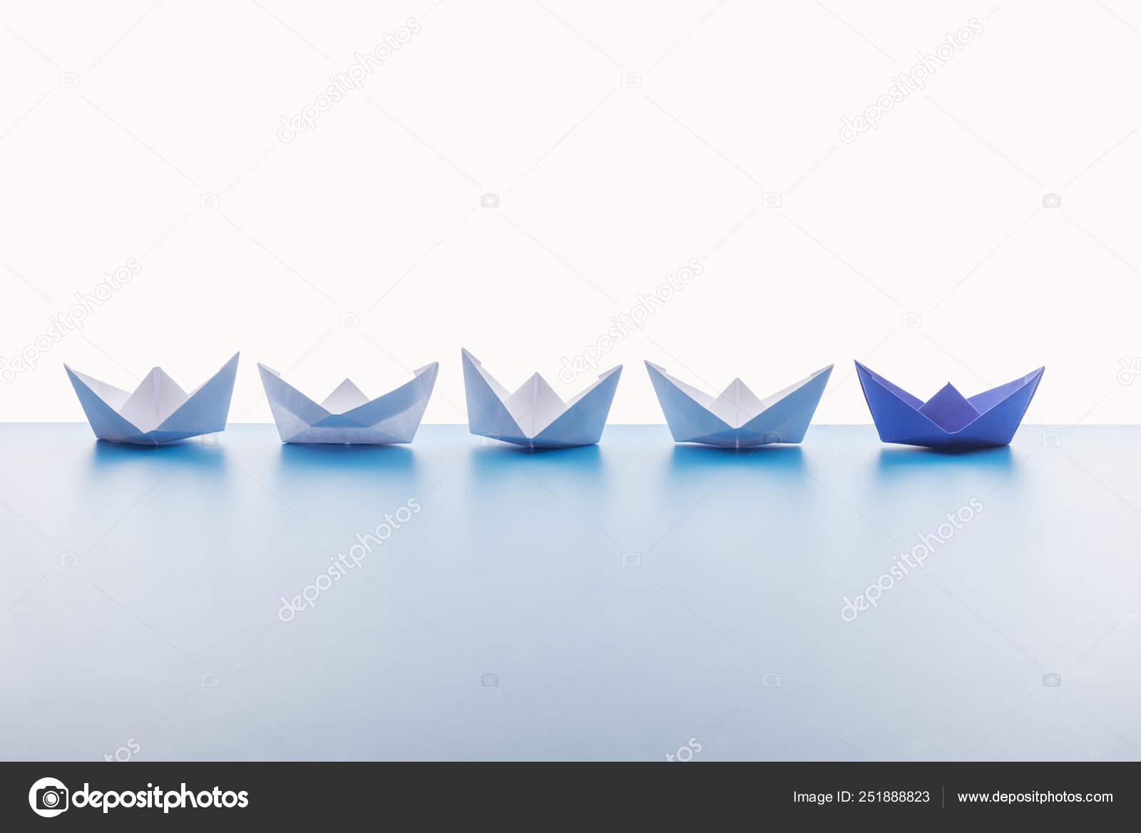 Paper Boats Light Blue Surface White Background — Stock Photo ...
