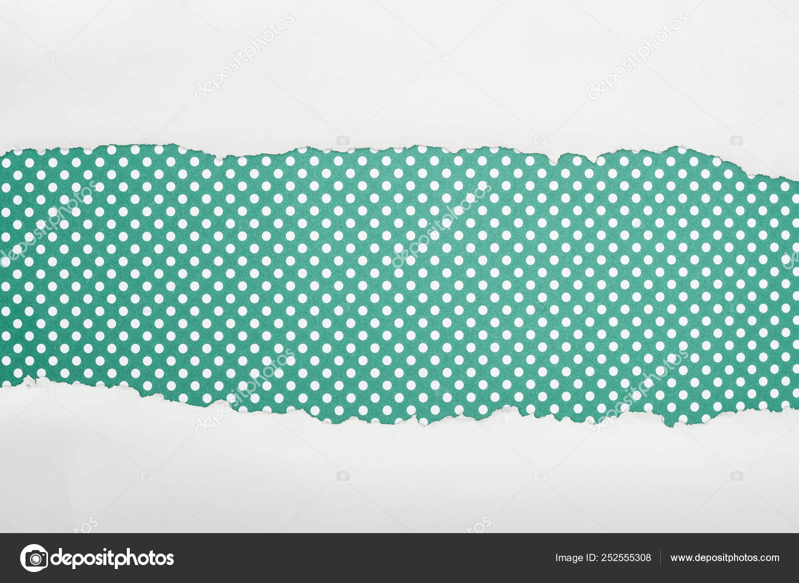 Ripped White Textured Paper Copy Space Green Polka Dot Background ...