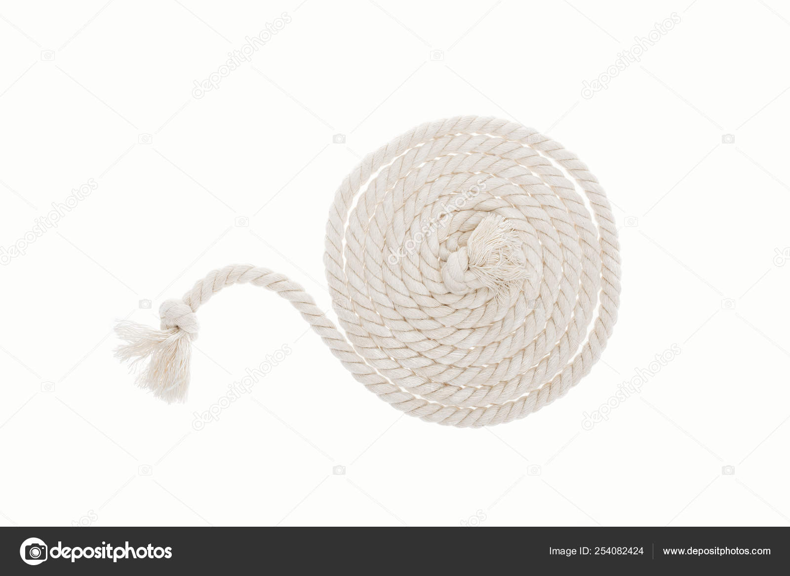Long White Twisted Rope Knots Isolated White — Stock Photo ...