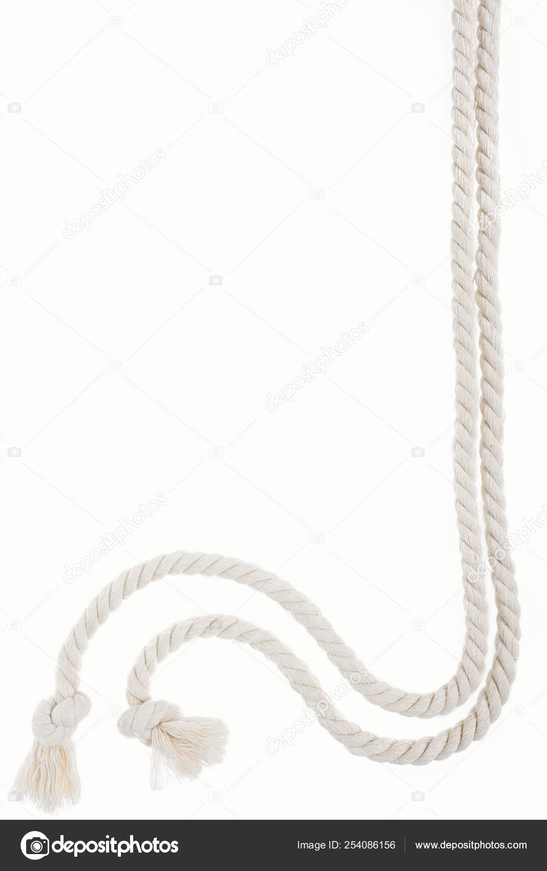 White Long Curled Ropes Knots Isolated White — Stock Photo ...