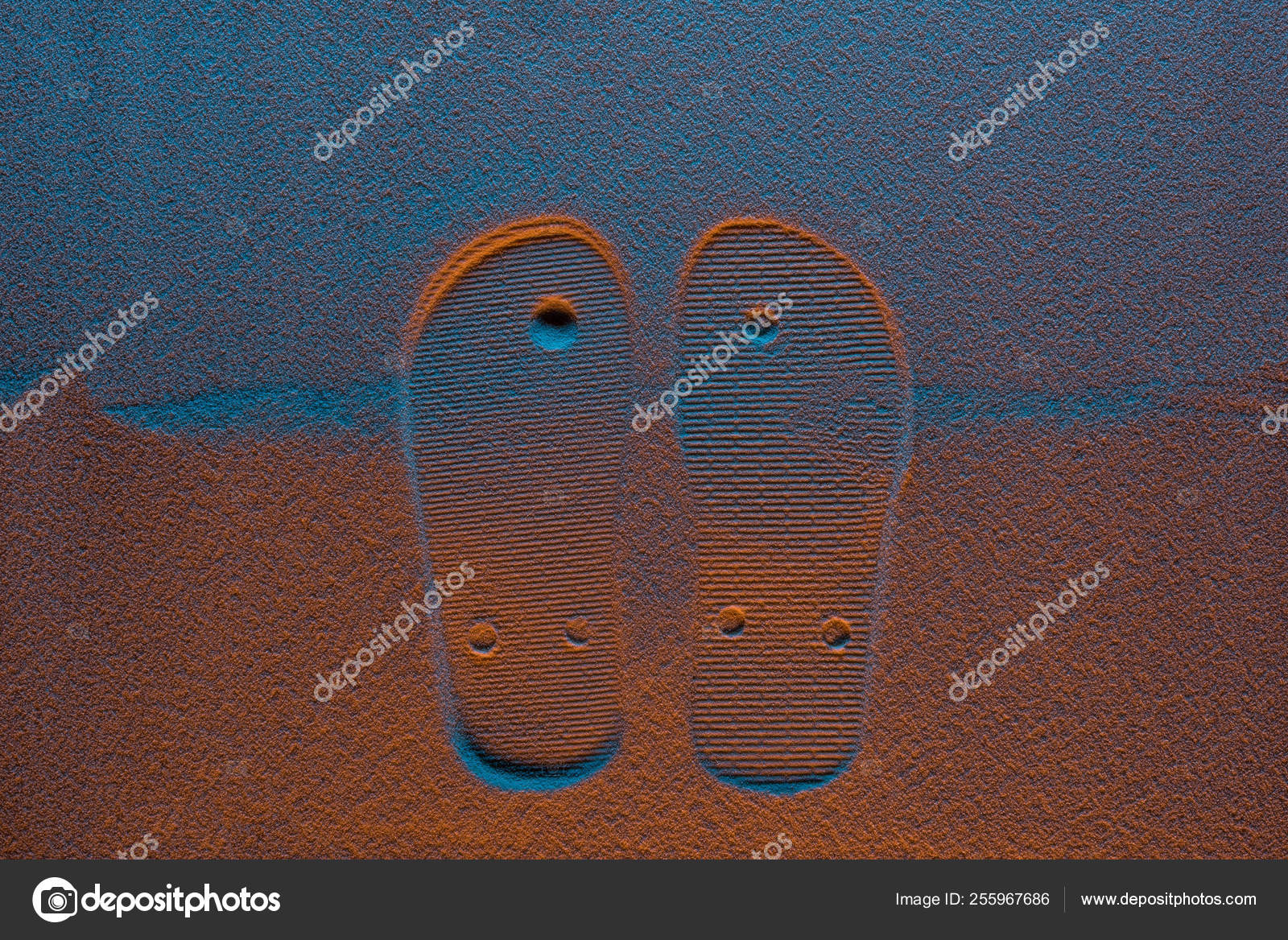 Top View Flip Flops Mark Sand Color Filter — Stock Photo © VadimVasenin ...