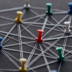 Colorful Pins Connected Strings Isolated Grey Network Concept Stock ...