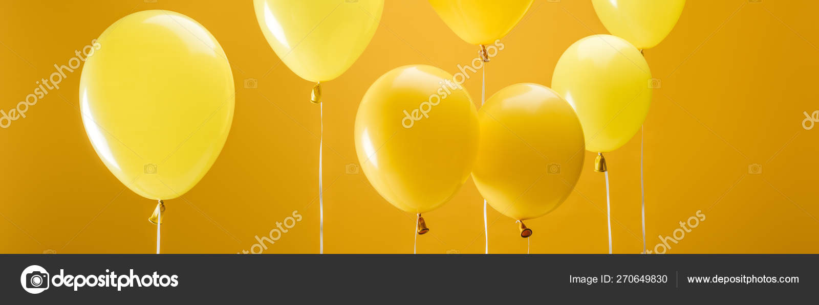 Party Minimalistic Balloons Yellow Background Panoramic Shot — Stock ...