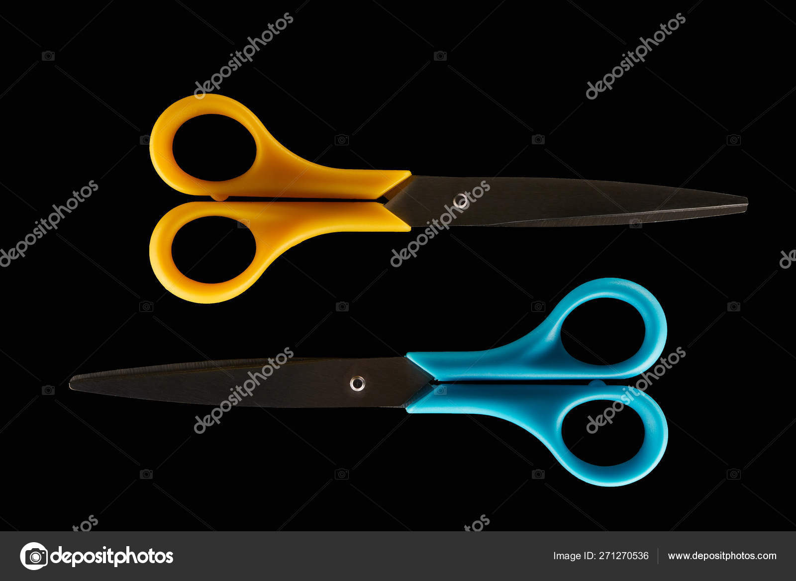 Top View Two Closed Scissors Isolated Black Stock Photo by ...