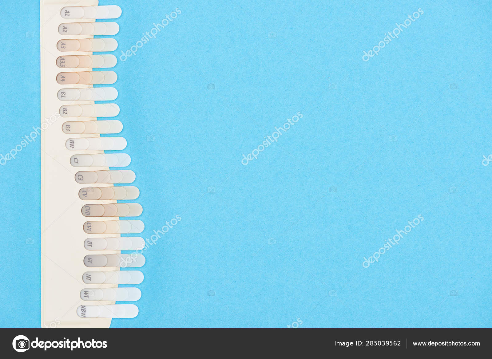 Top View Teeth Palette Different Shades Isolated Blue Stock Photo by ...