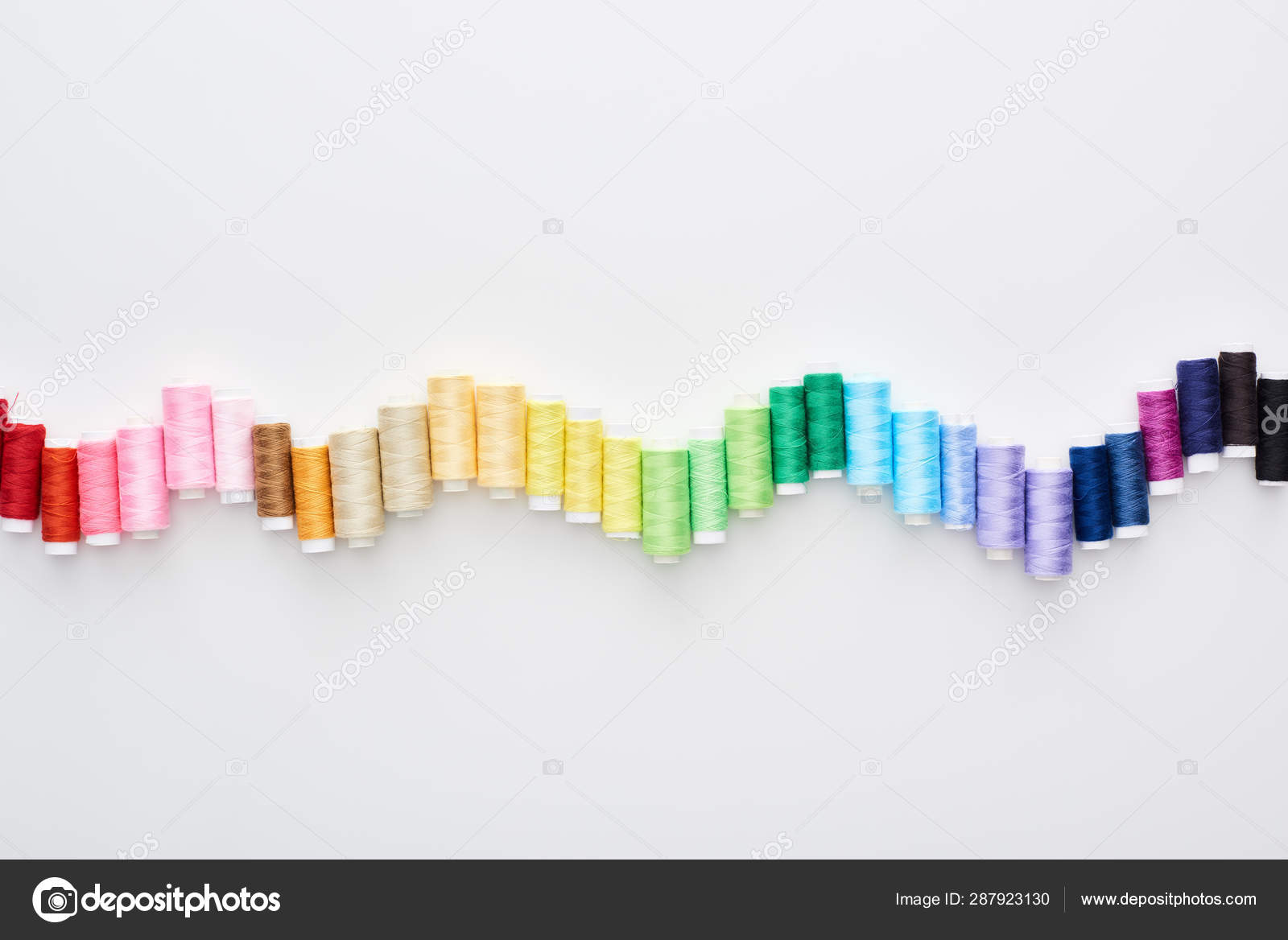 Top View Bright Colorful Threads White Background Stock Photo by ...