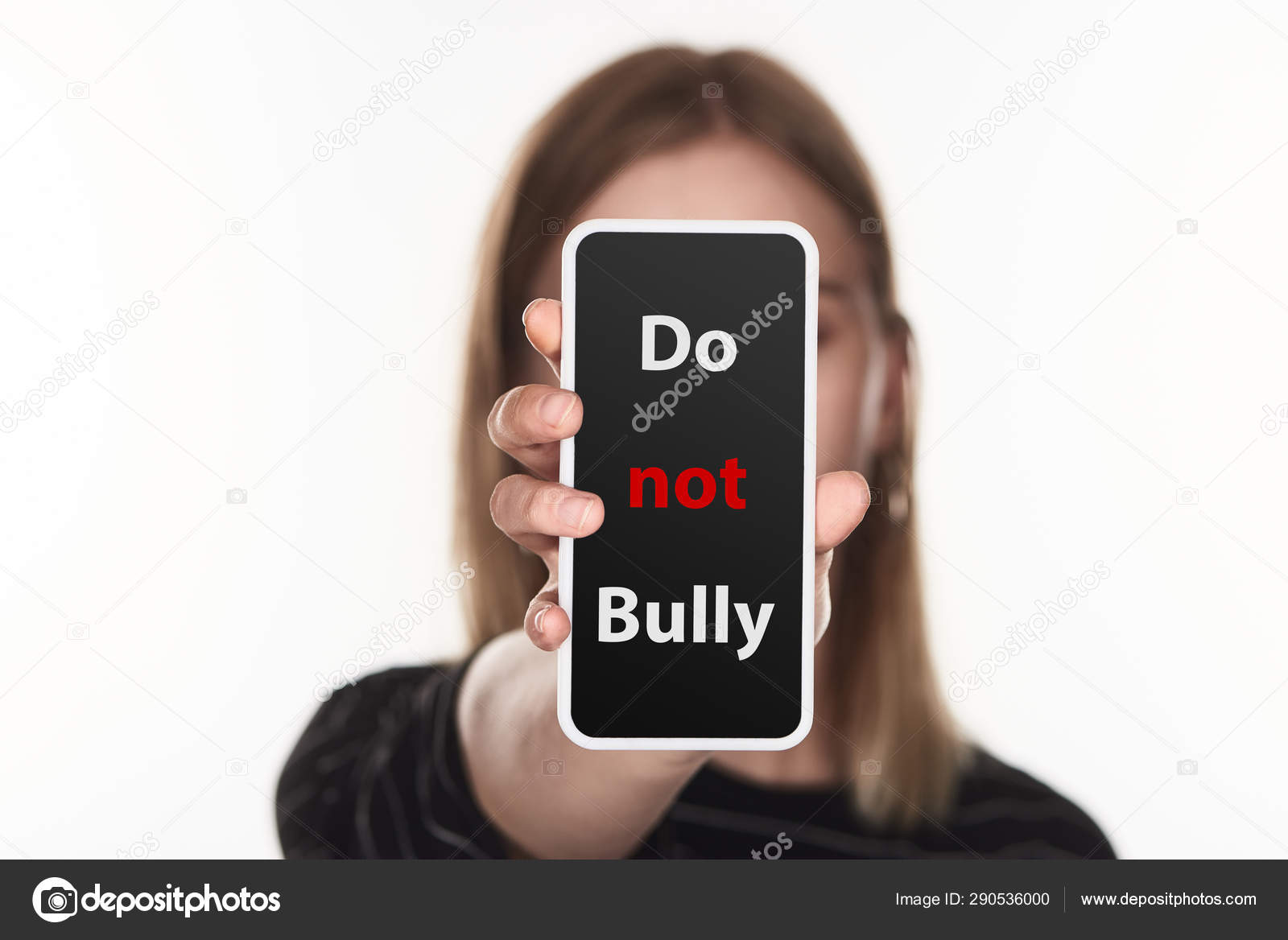 Selective Focus Victim Cyberbullying Showing Smartphone Bully Lettering ...