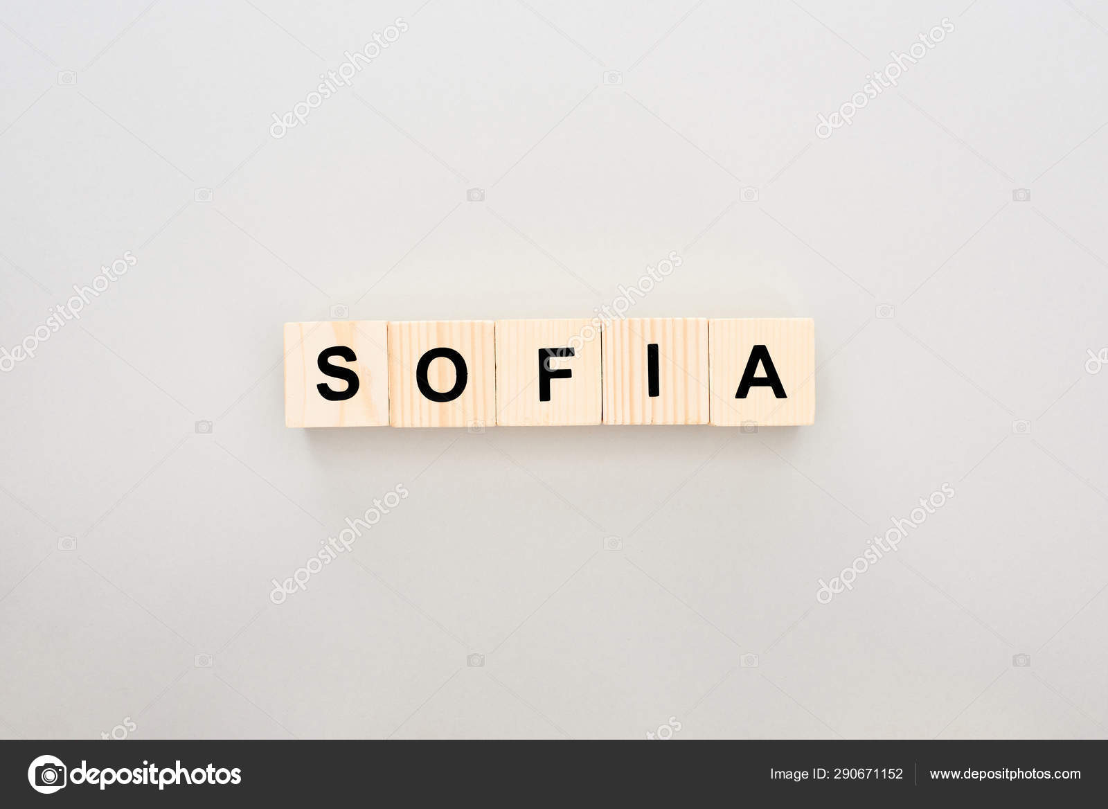 Top View Wooden Blocks Sofia Lettering White Background — Stock Photo ...