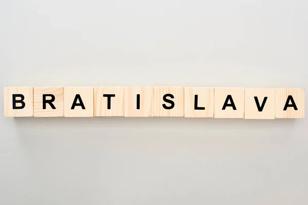 Top View Wooden Blocks Monrovia Lettering Grey Background Stock Photo ...