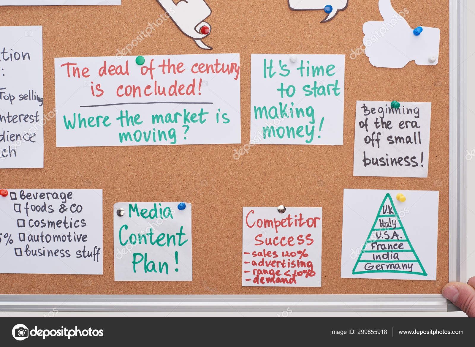 Top View Cards Work Plan Notes Pinned Office Cork Board — Stock Photo ...