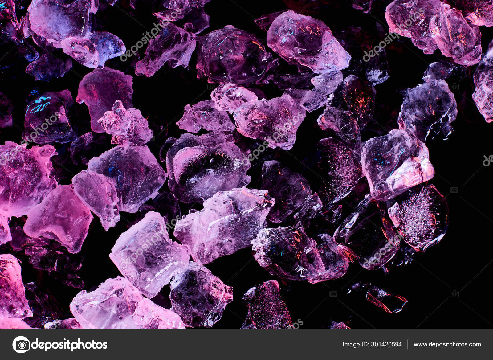 Top View Ice Cubes Purple Lighting Isolated Black Stock Illustration by ...