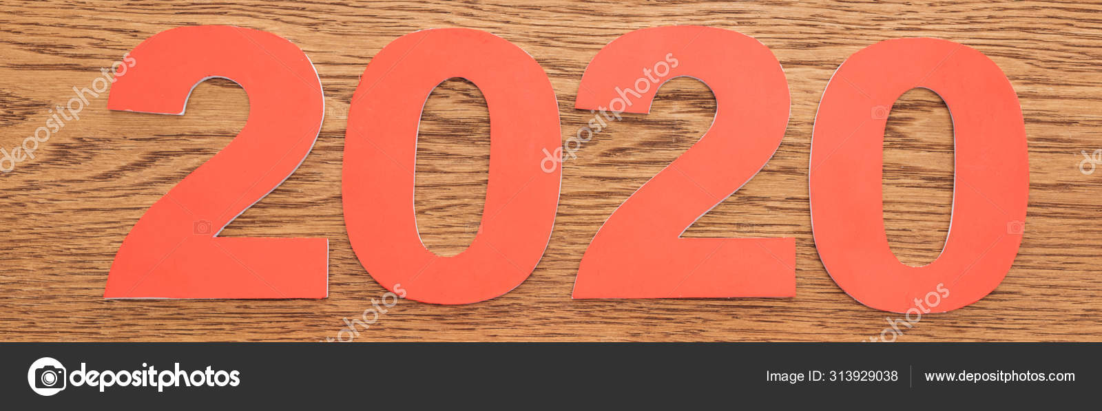 Top View Paper 2020 Numbers Wooden Background Panoramic Shot Stock ...