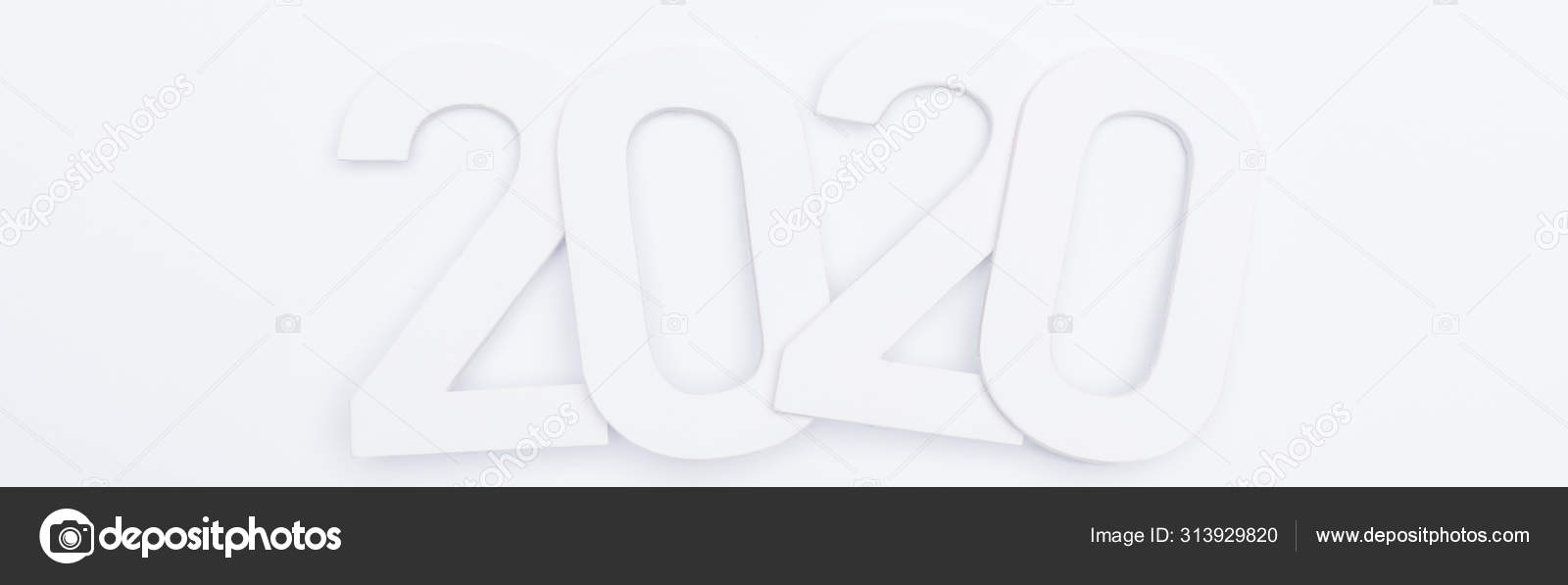 Top View Paper 2020 Numbers White Background Panoramic Shot — Stock ...