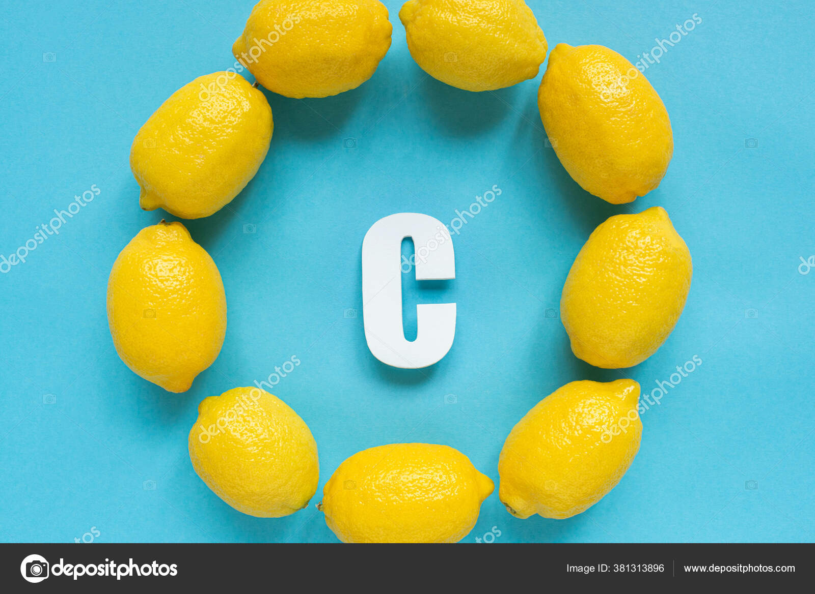 Top View Ripe Yellow Lemons Letter Blue Background Stock Photo by ...