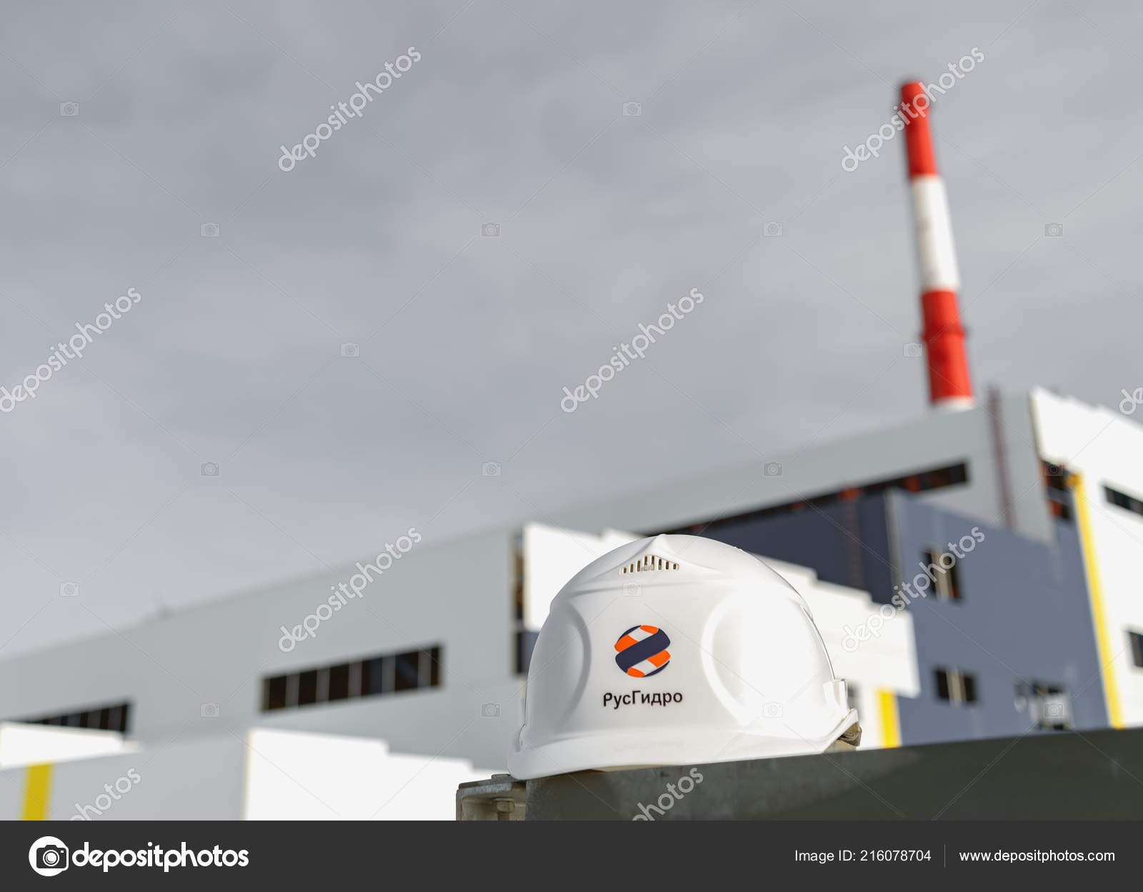 White Helmet Background Power Plant Construction Rushydro Logo – Stock Editorial Photo ...