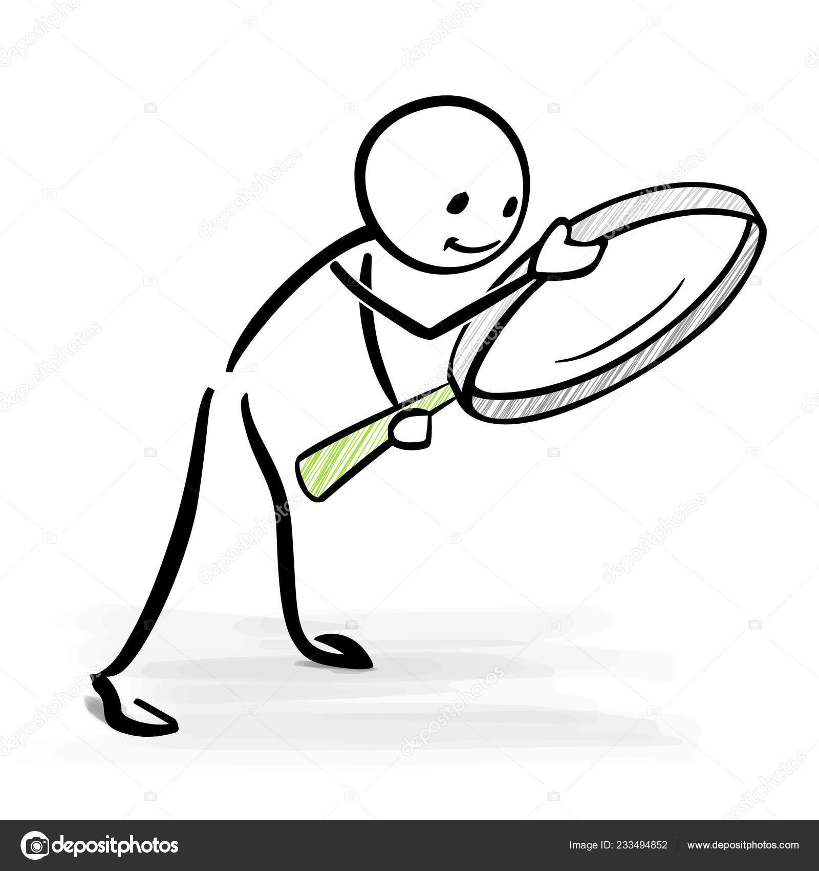 Man Looking Magnifier Glass Vector Stick Figure Illustration Stock ...