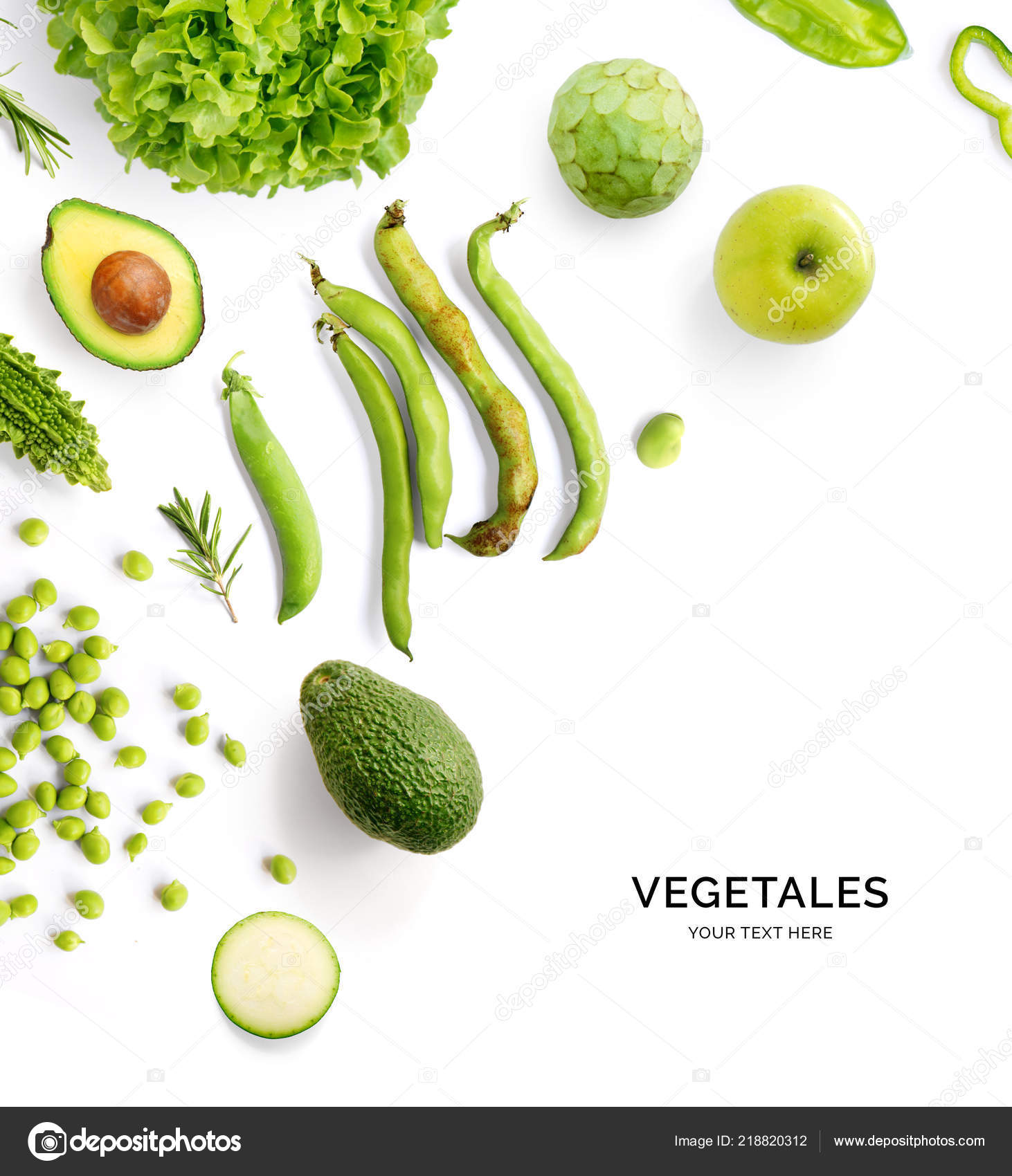 Creative Layout Made Green Vegetables Fruits Flat Lay Food Concept ...