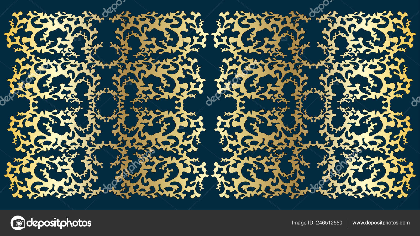 Abstract Luxury Gold Pattern Ornament Background Blue Backdrop Vector ...