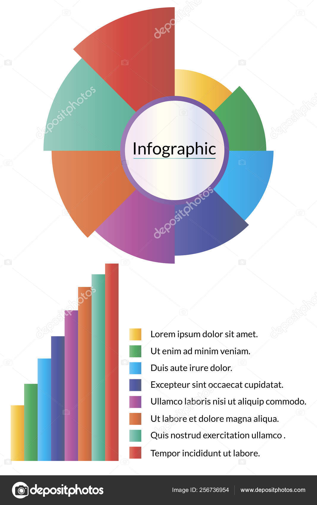 Bright Infographic diagram data visualization template with 8 op Stock ...