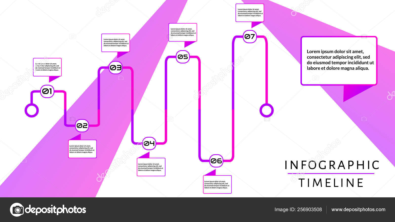 Futuristic Infographic timeline template with 7 options (steps, Stock ...