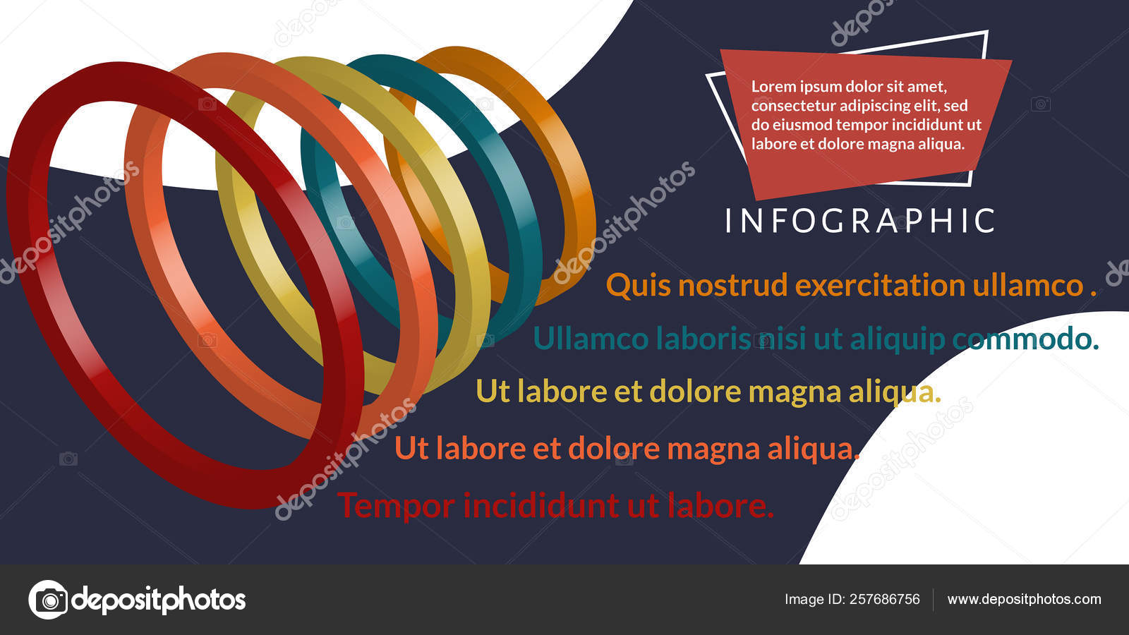 3D colorful infographic data visualization template with 4 level ...