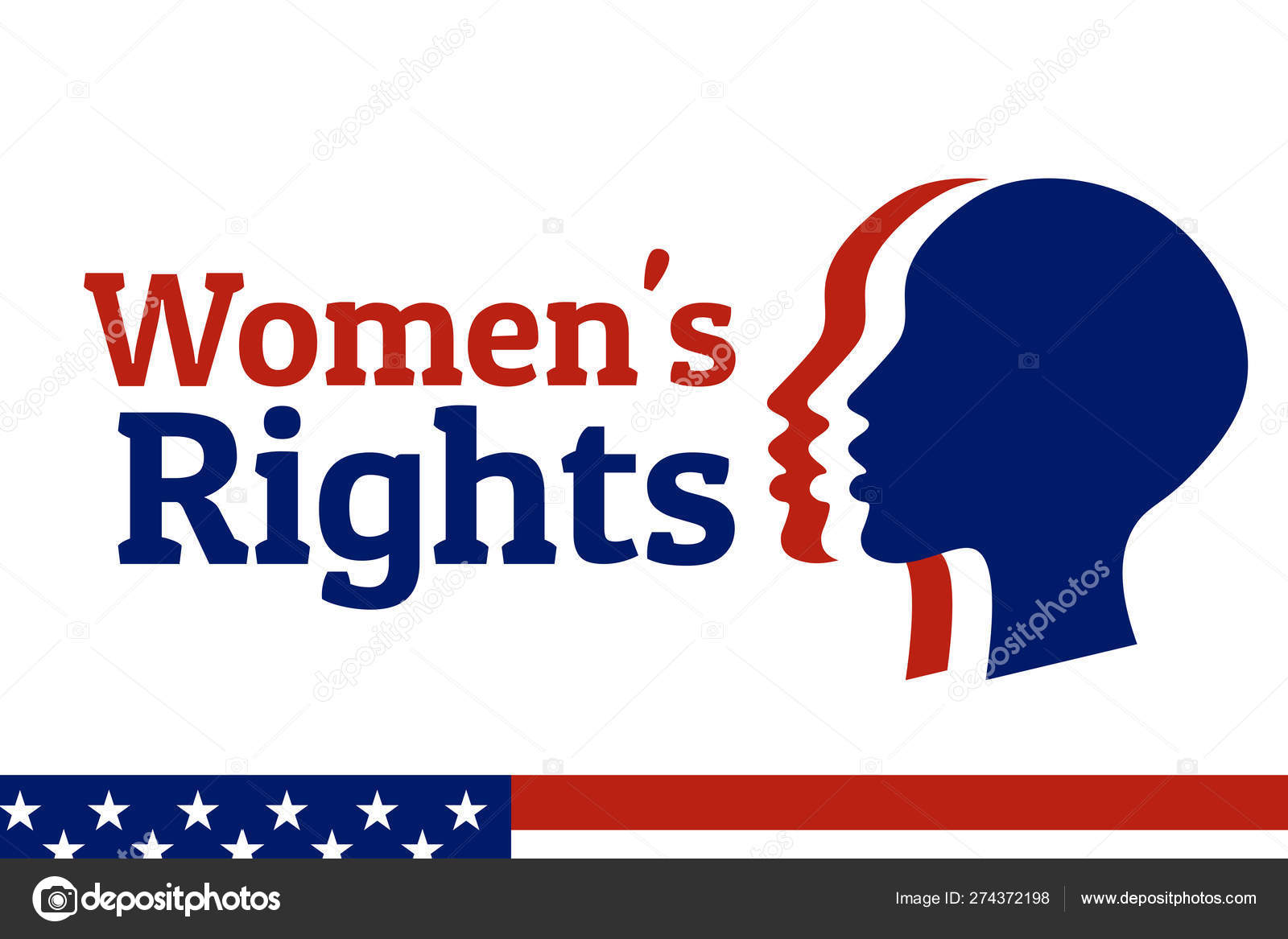 Womens rights concept background and logo. Three silhouettes of female ...