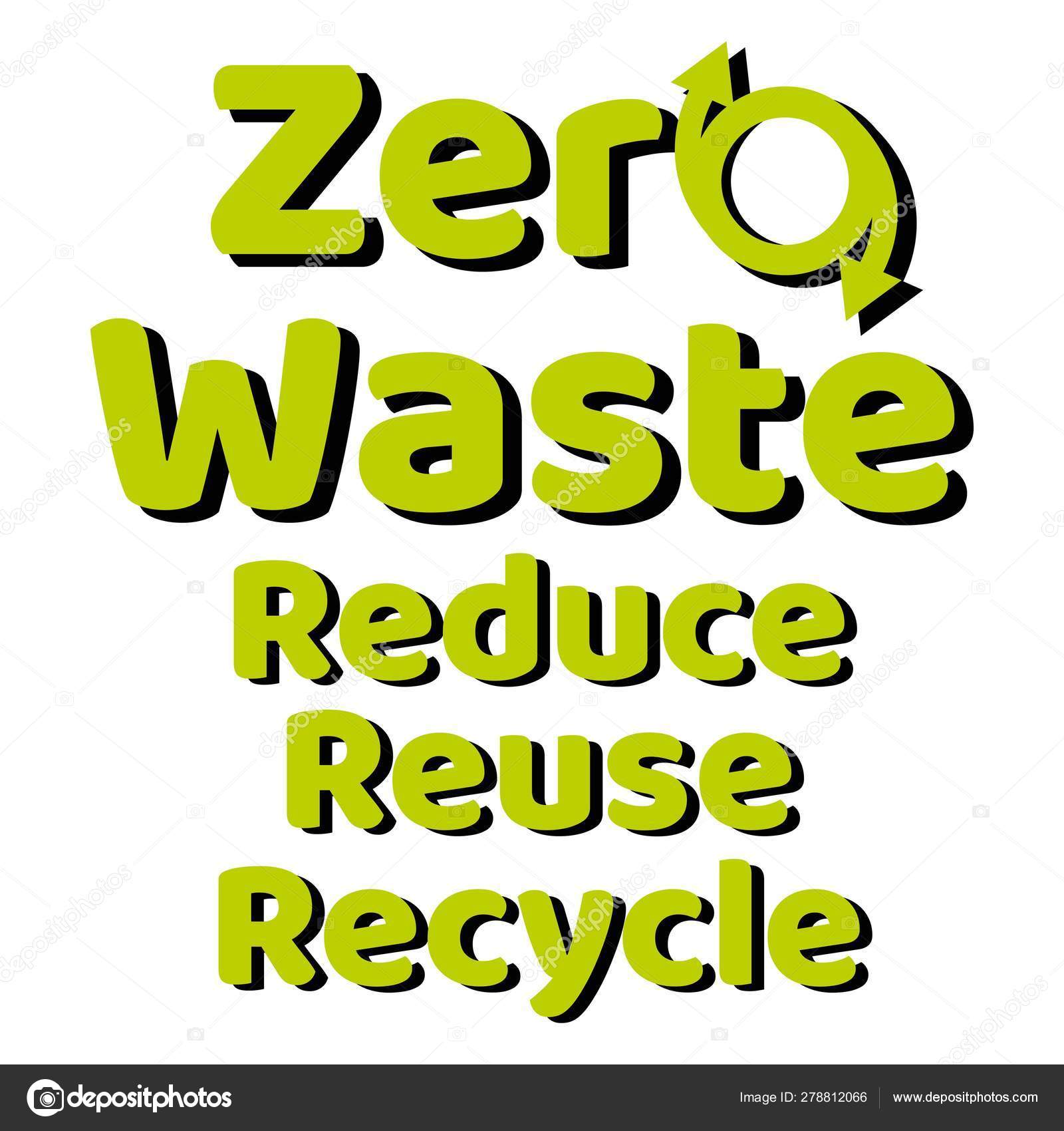 Image vectorielle Zéro déchet lettrage texte signe ou logo. Concept de ...