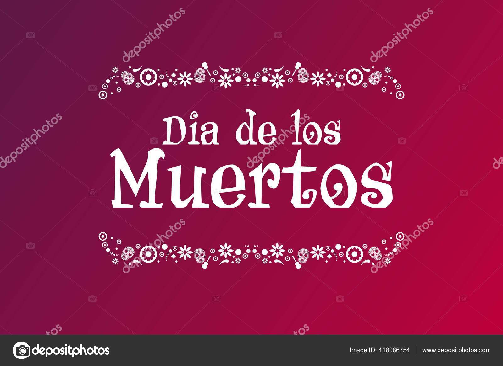Inscription Day of the Dead in Spanish. Dia de los Muertos holiday ...