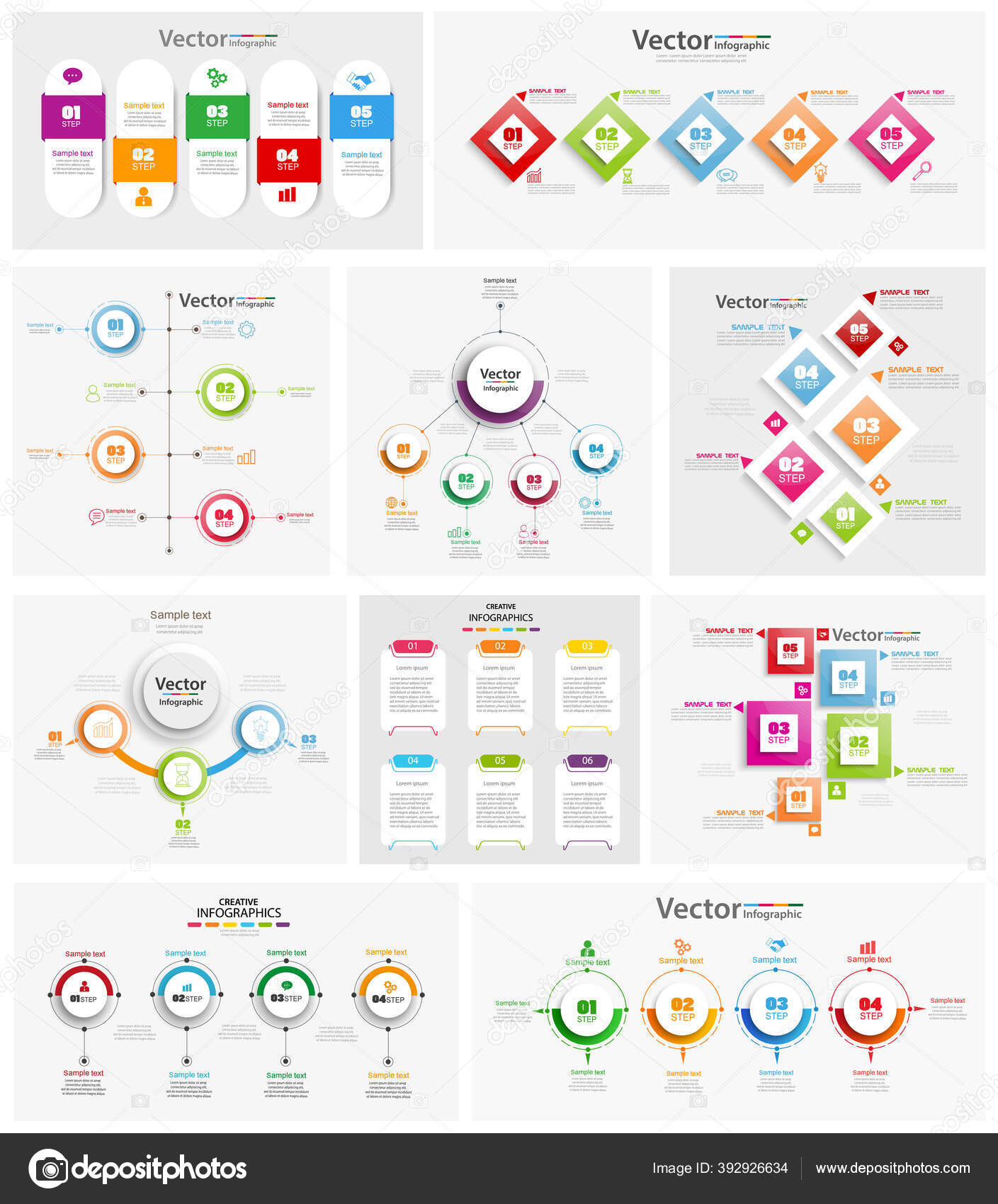 Big Collection Colorful Infographic Can Used Workflow Layout Diagram ...
