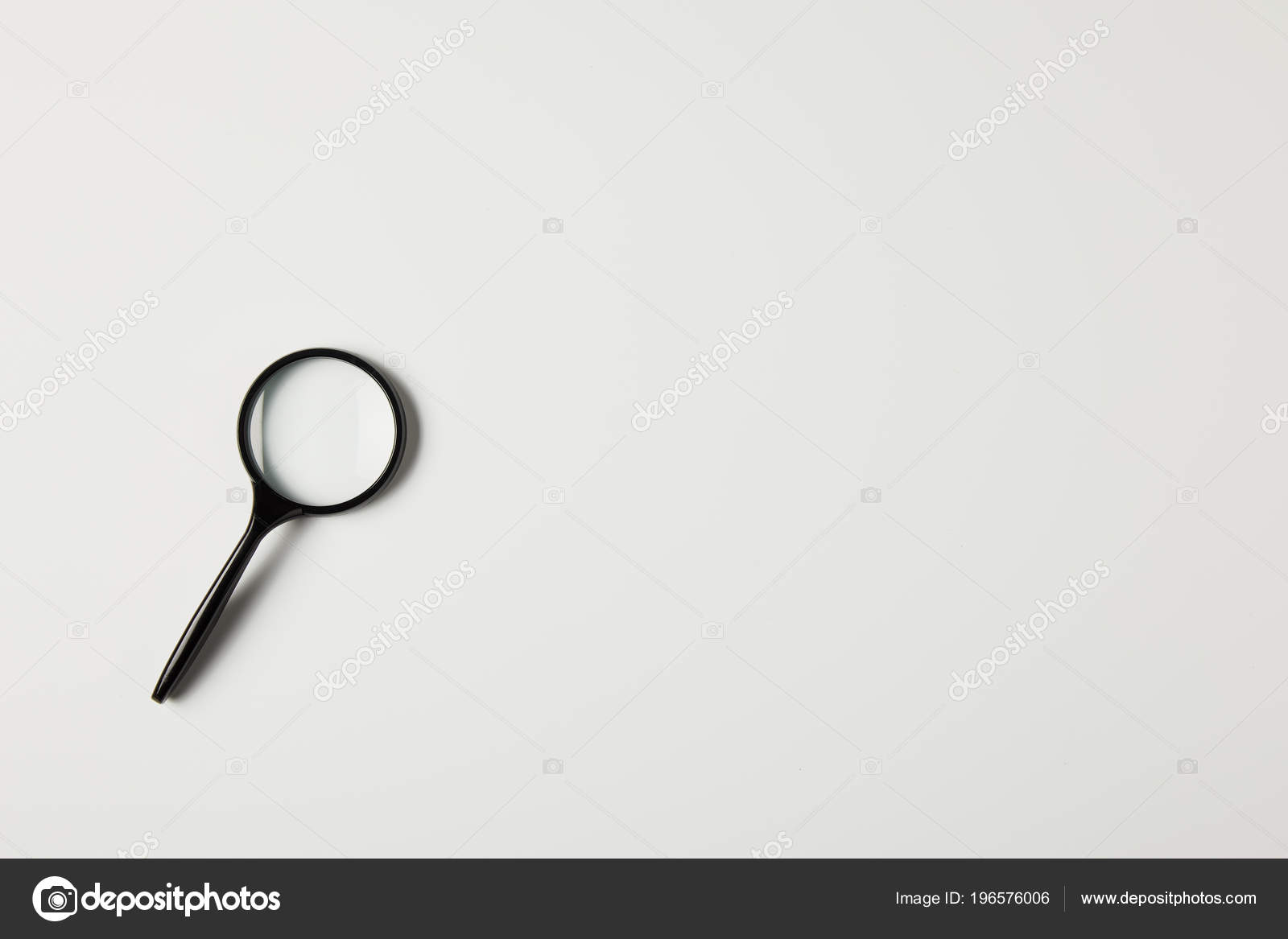 Top View Single Magnifying Glass Handle Isolated Grey — Stock Photo ...